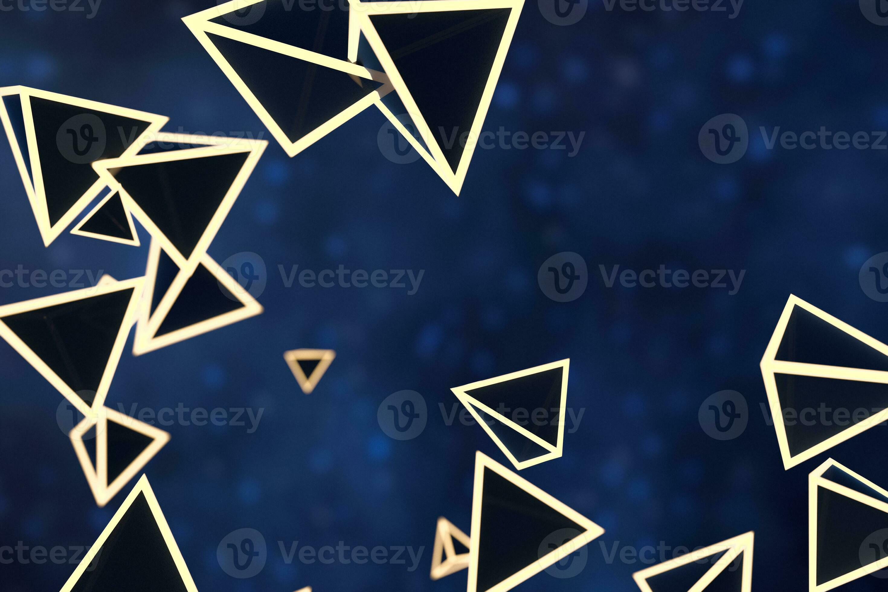 3d rendering, glowing triangle cube with dark background. 27883968 ...