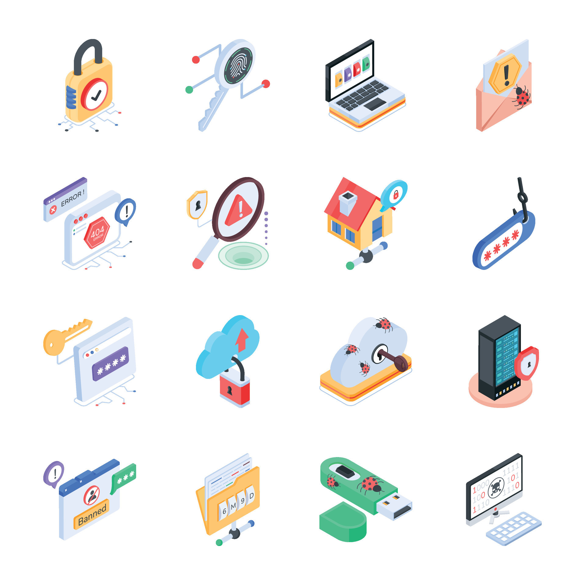 Bundle of Security and Hacking Isometric Icons 27885981 Vector Art at ...