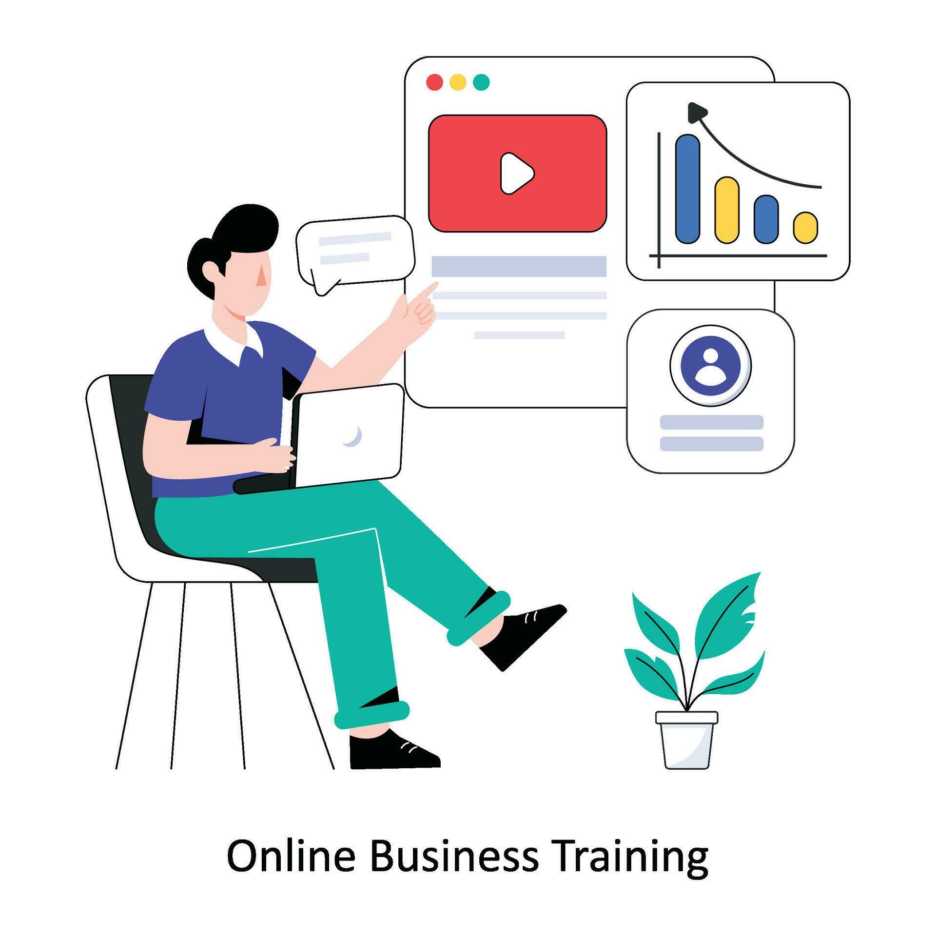 Online Business Training flat style design vector illustration. stock ...