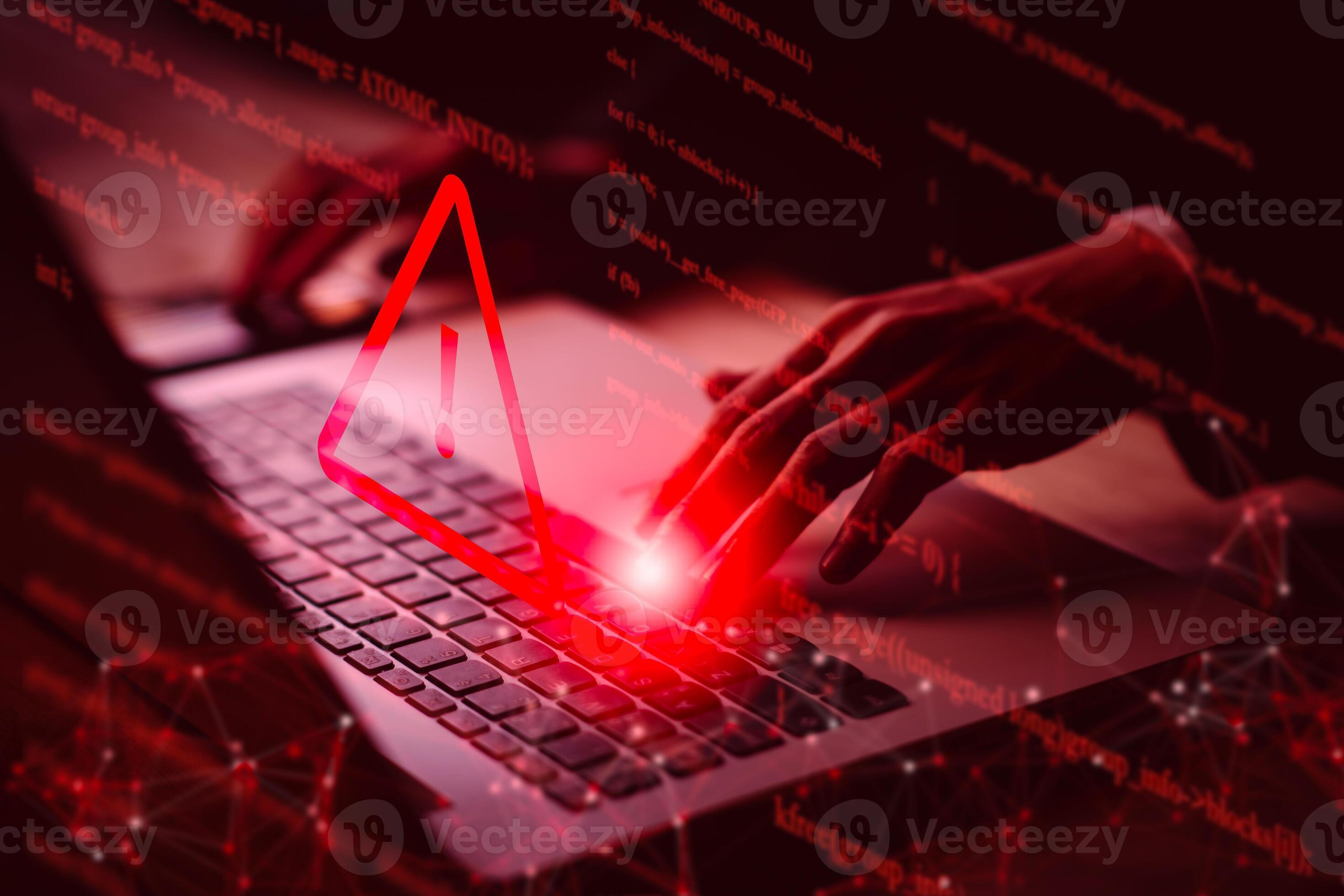 Sistema Pirateado Advertencia Alerta En Ordenador Portátil Ciber Ataque En Computadora Red