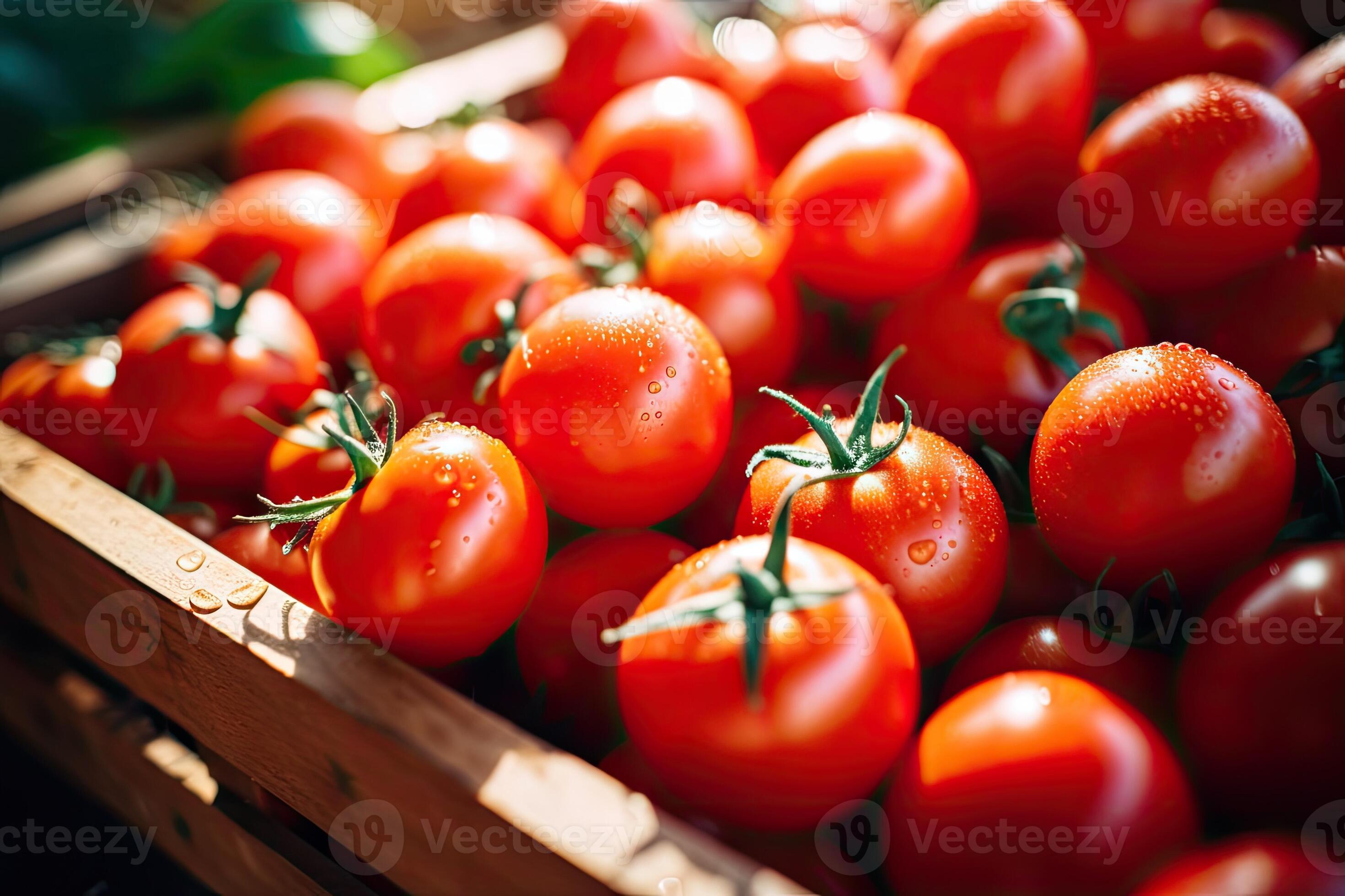 Tomatoes, Organic red tomatoes in market. Generative Ai 27889766 Stock Photo at Vecteezy