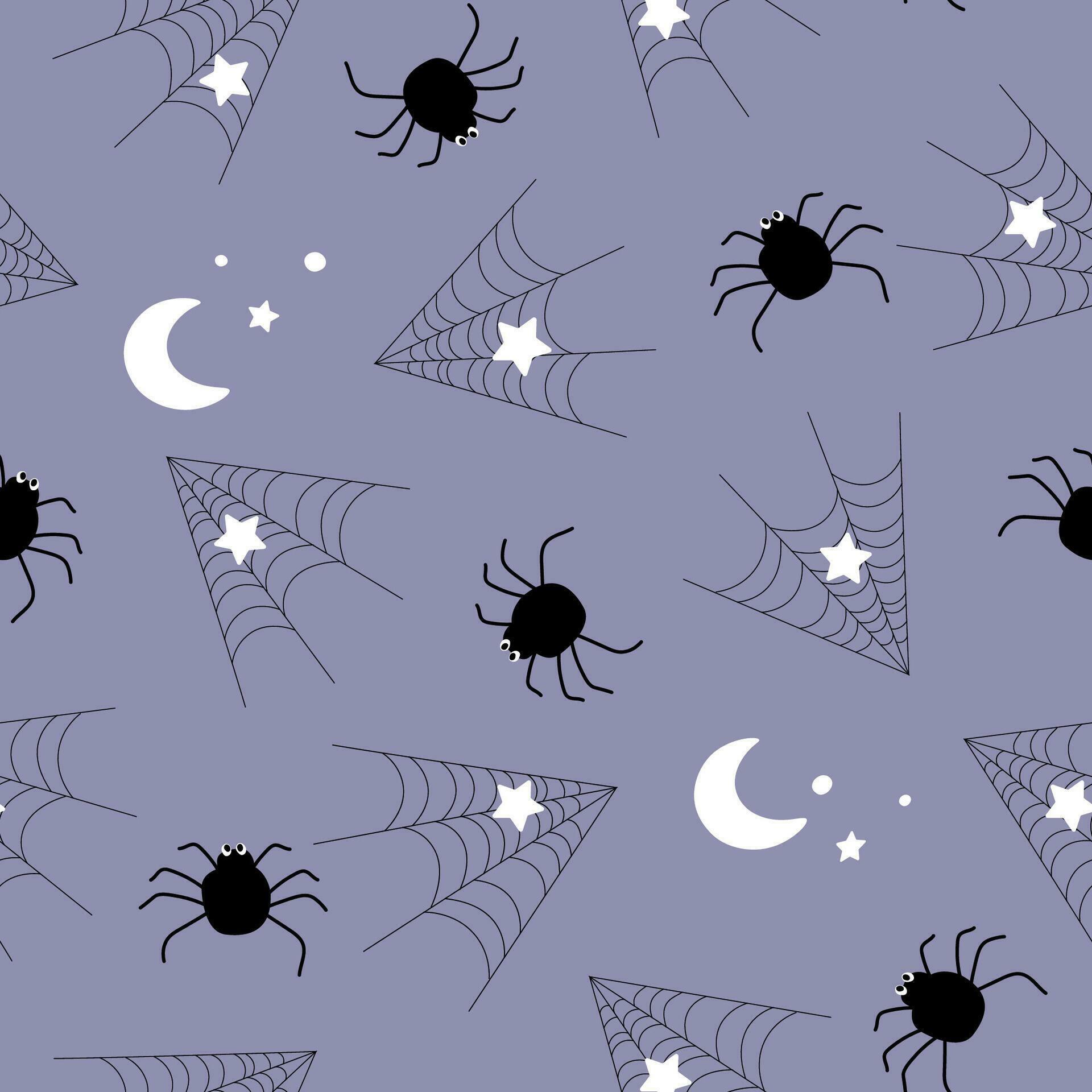Seamless pattern with spiders and cobwebs on the background of the ...