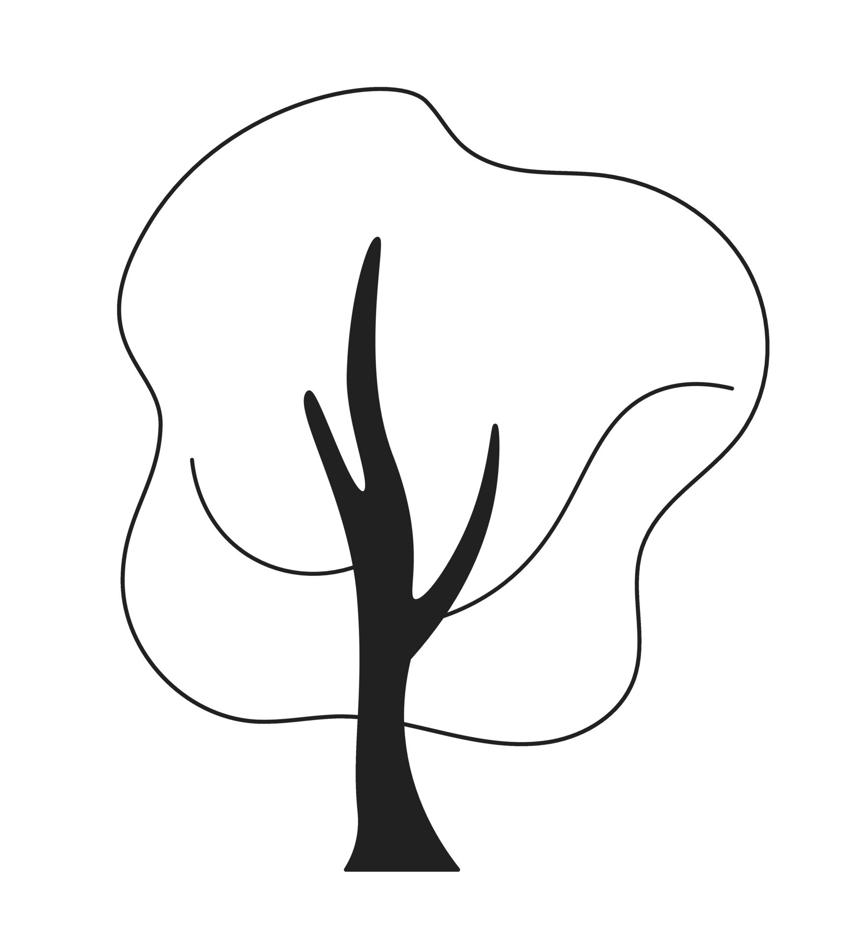 Tree monochrome flat vector object. Editable black and white thin line ...