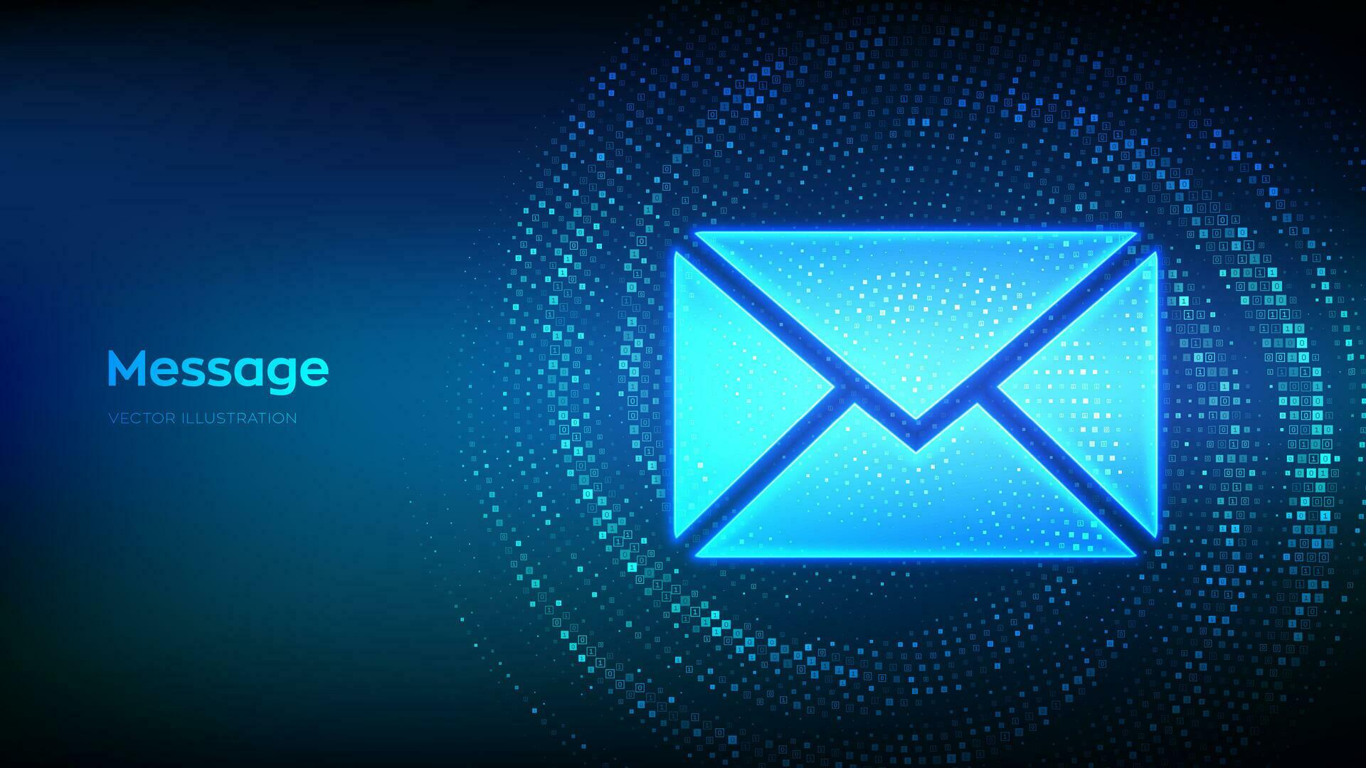 Message Icon Made With Binary Code Email Mail Communication Online Chat Global Networking