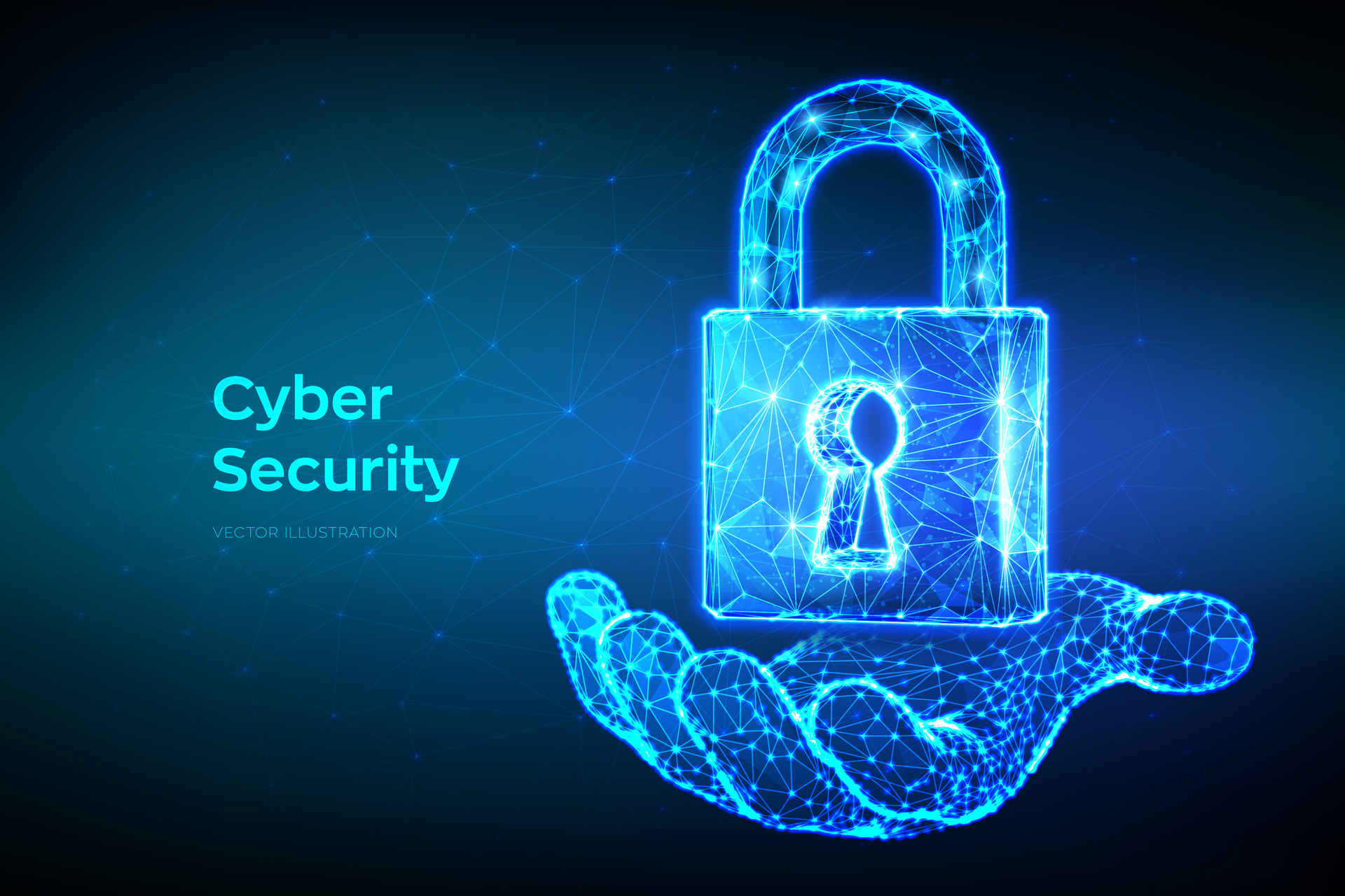 Lock Cyber Security Padlock With Keyhole Icon In Hand Protect And Security Or Safe Concept