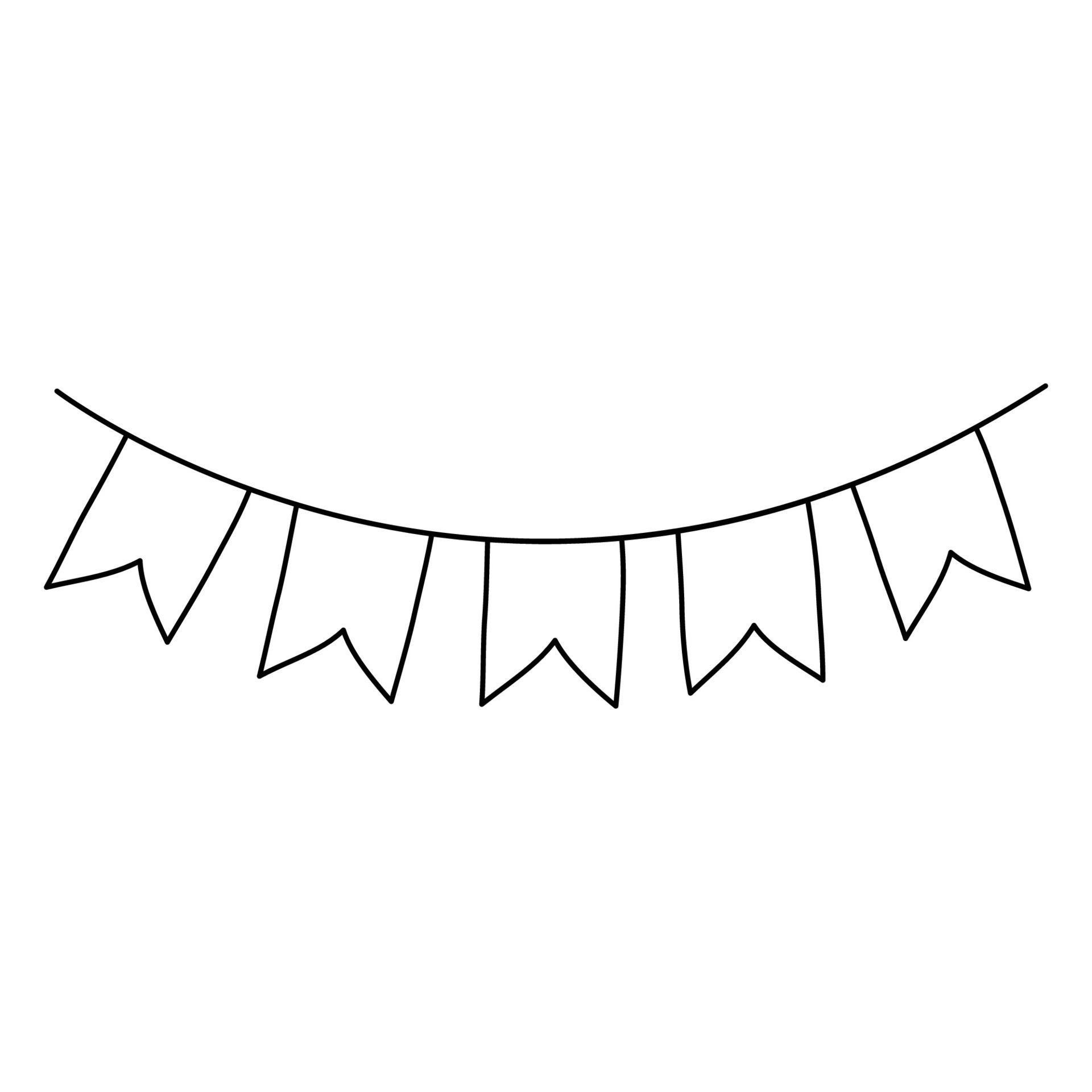 Cute doodle holiday garland. Vector hand drawn holiday flags on string ...
