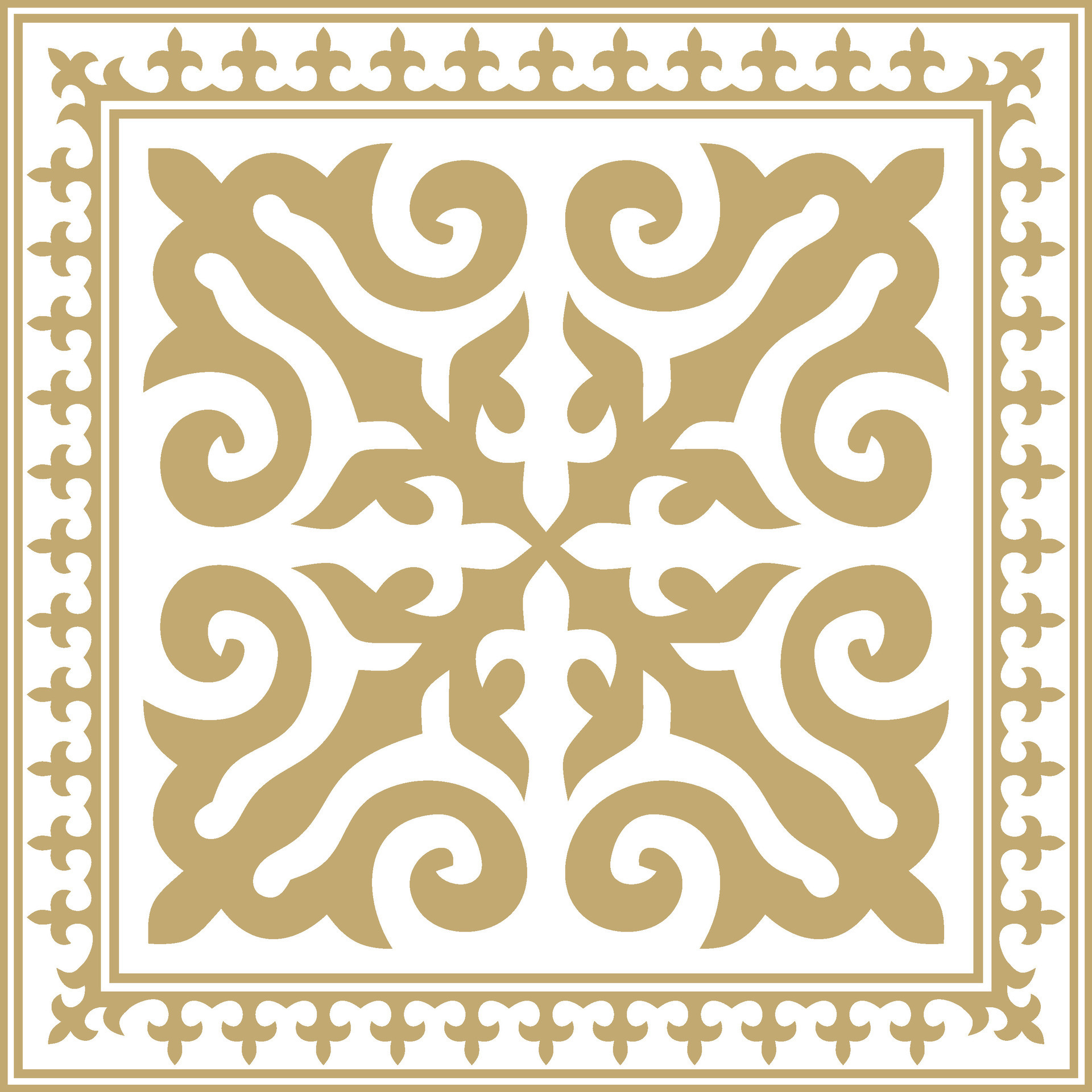 Vector Golden Square Kazakh National Ornament Ethnic Pattern Of The