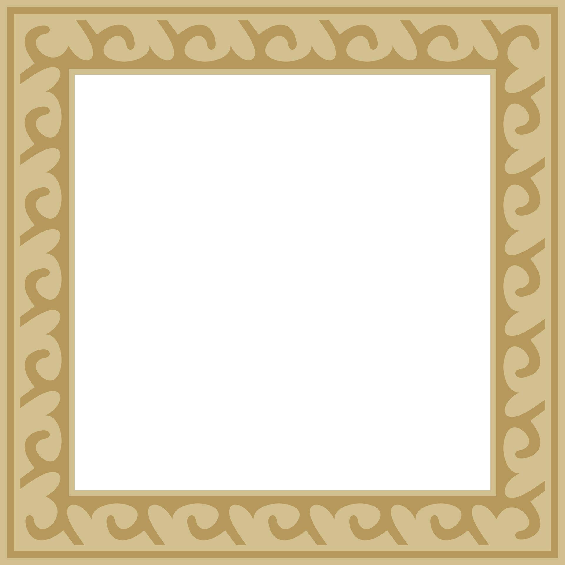 Vector Golden Square Kazakh National Ornament Ethnic Pattern Of The
