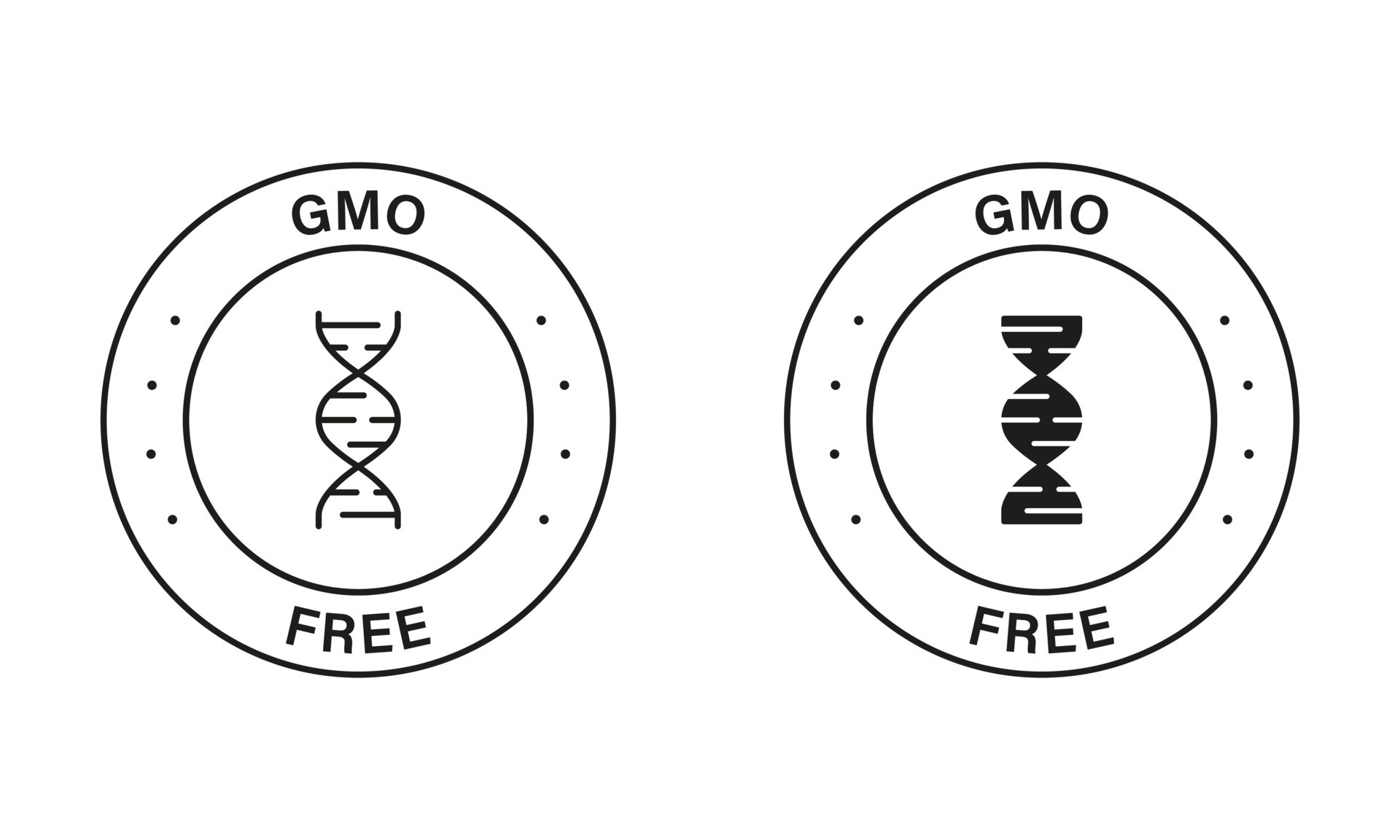 No Genetically Modified Ingredients Sign. Free GMO Black Stamp Set. Natural Non GMO Food Label ...
