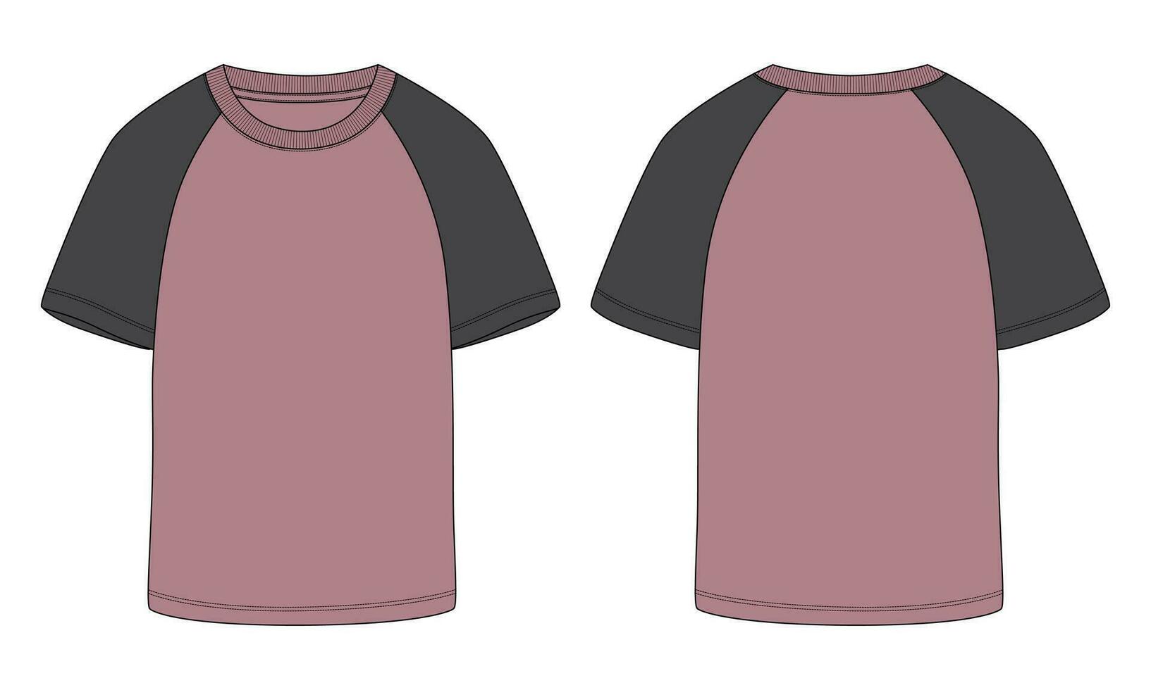 Short sleeve Raglan T shirt technical fashion flat sketch vector ... Short sleeve Raglan T shirt technical fashion flat sketch vector ...
