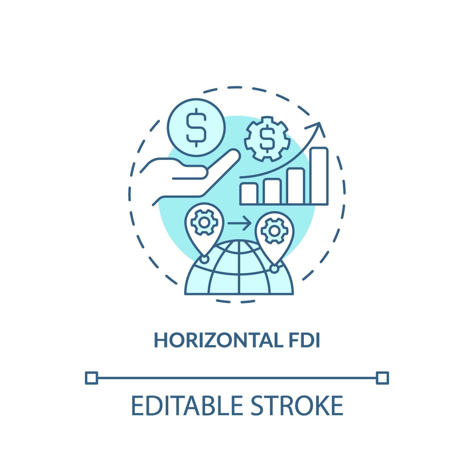 Editable horizontal FDI icon, isolated vector, foreign direct ... Editable horizontal FDI icon, isolated vector, foreign direct ...