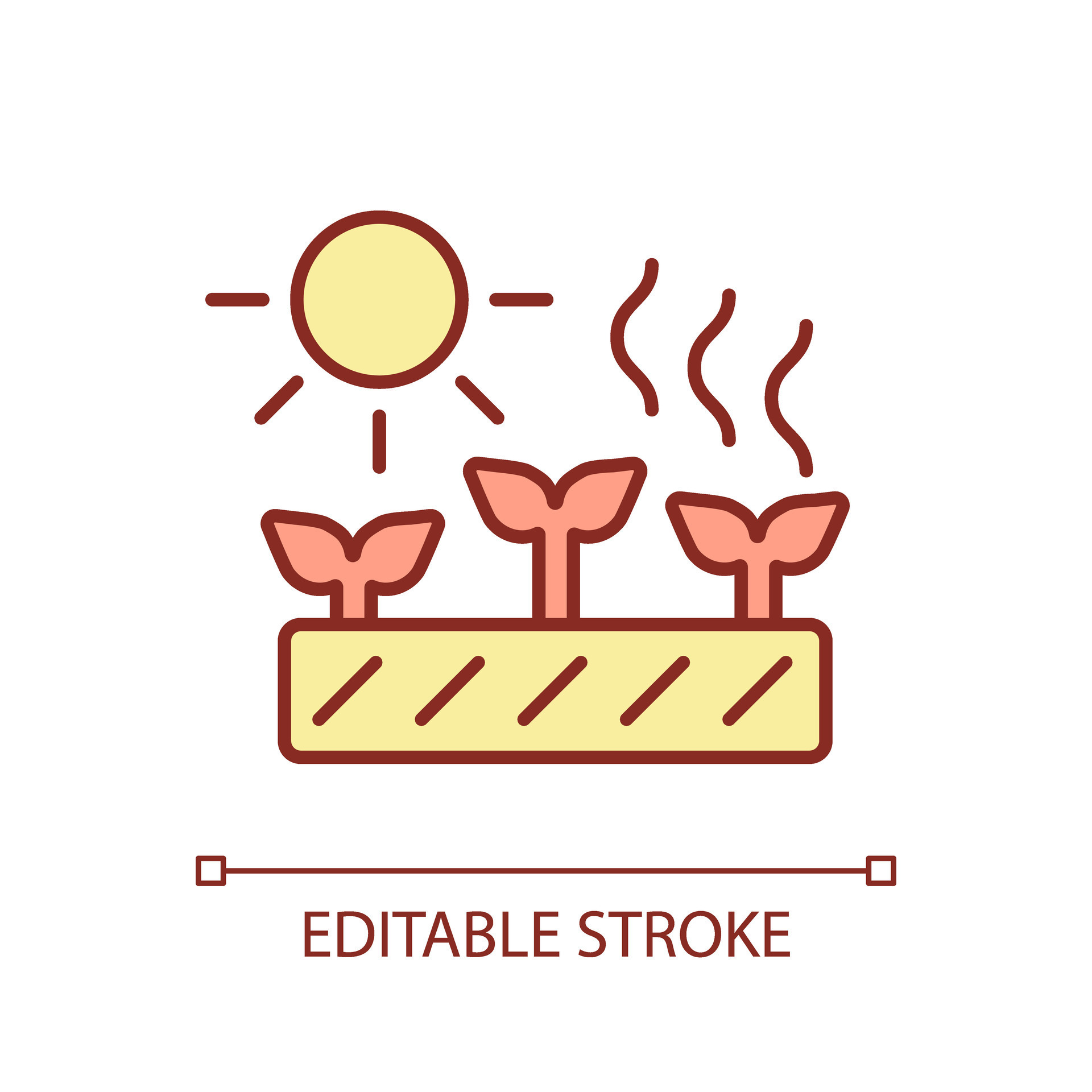 Editable growing resistant crops icon representing heatflation concept ... Editable growing resistant crops icon representing heatflation concept ...
