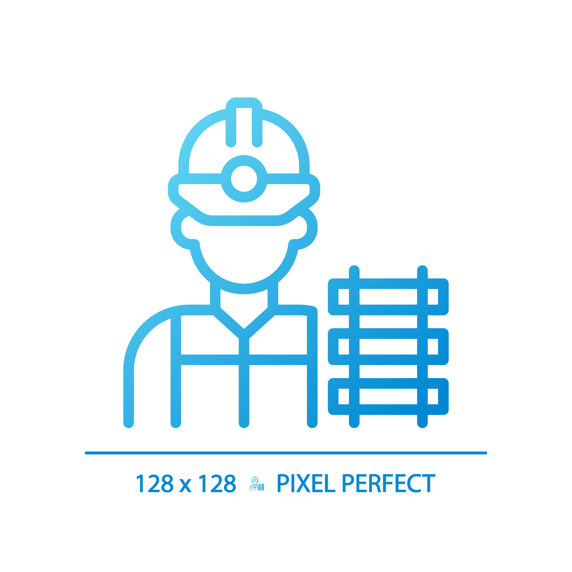 Railway worker pixel perfect gradient linear vector icon. Railroad ... Railway worker pixel perfect gradient linear vector icon. Railroad ...