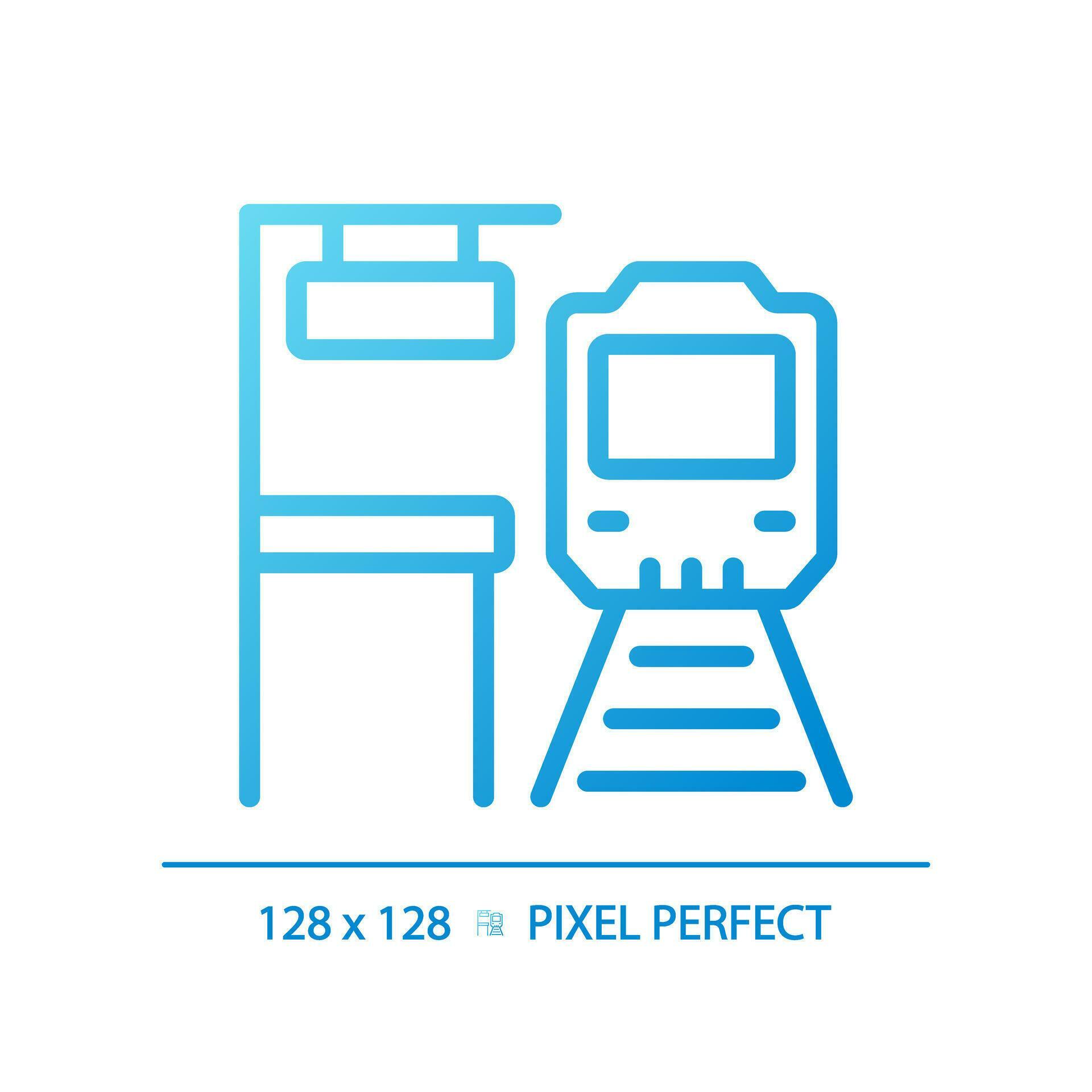 Platform Pixel Perfect Gradient Linear Vector Icon Train Station Railway Track Passenger