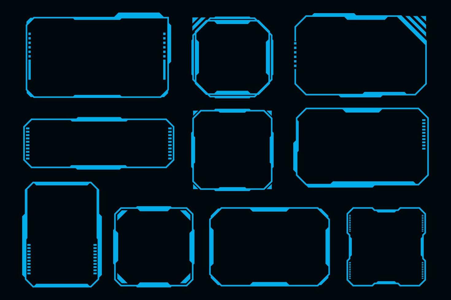 Vector futuristic set digital frame element. Technology HUD sci-fi square shape. 27924054 Vector ...