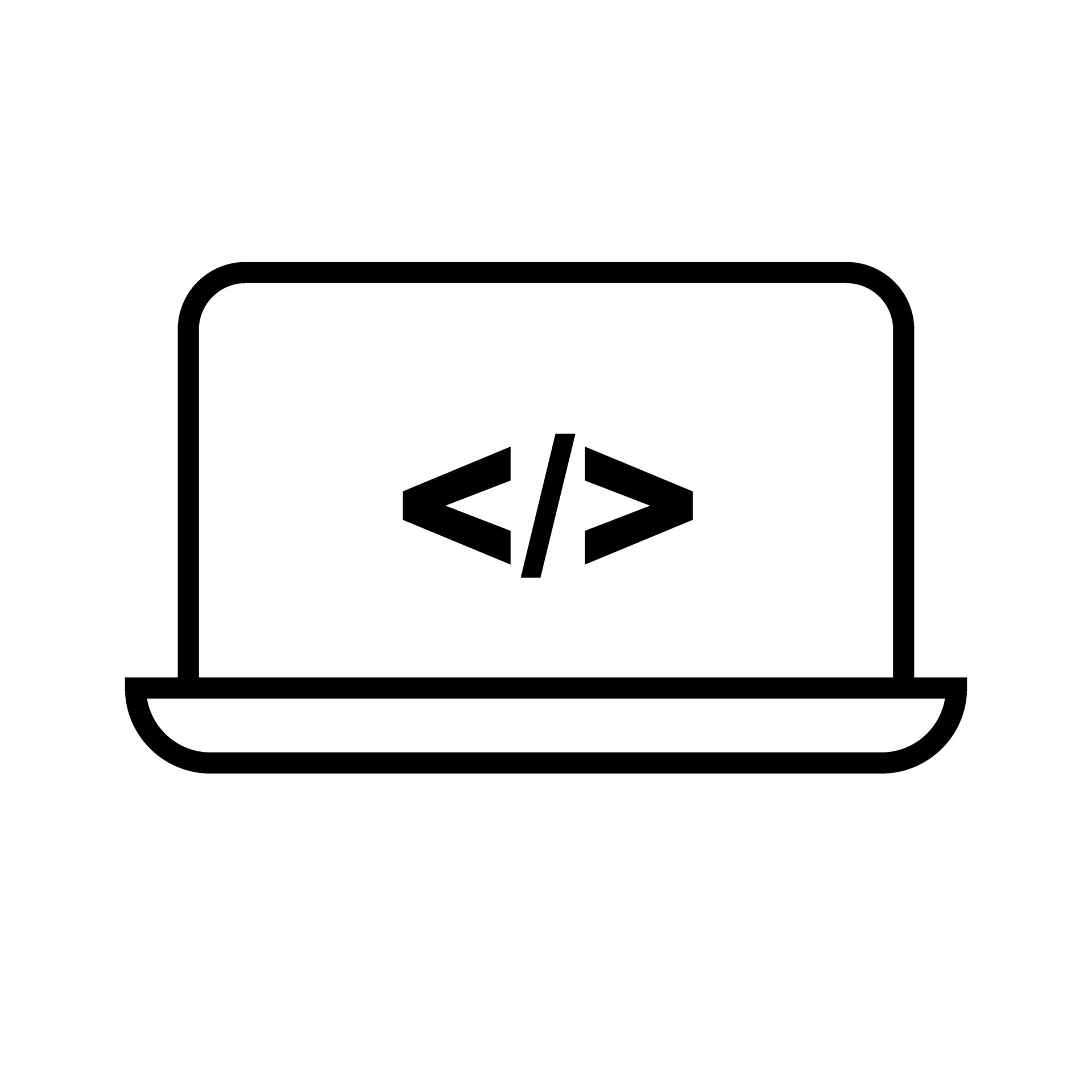 Laptop and coding mark. Programming computer. Vector. 27924379 Vector ...