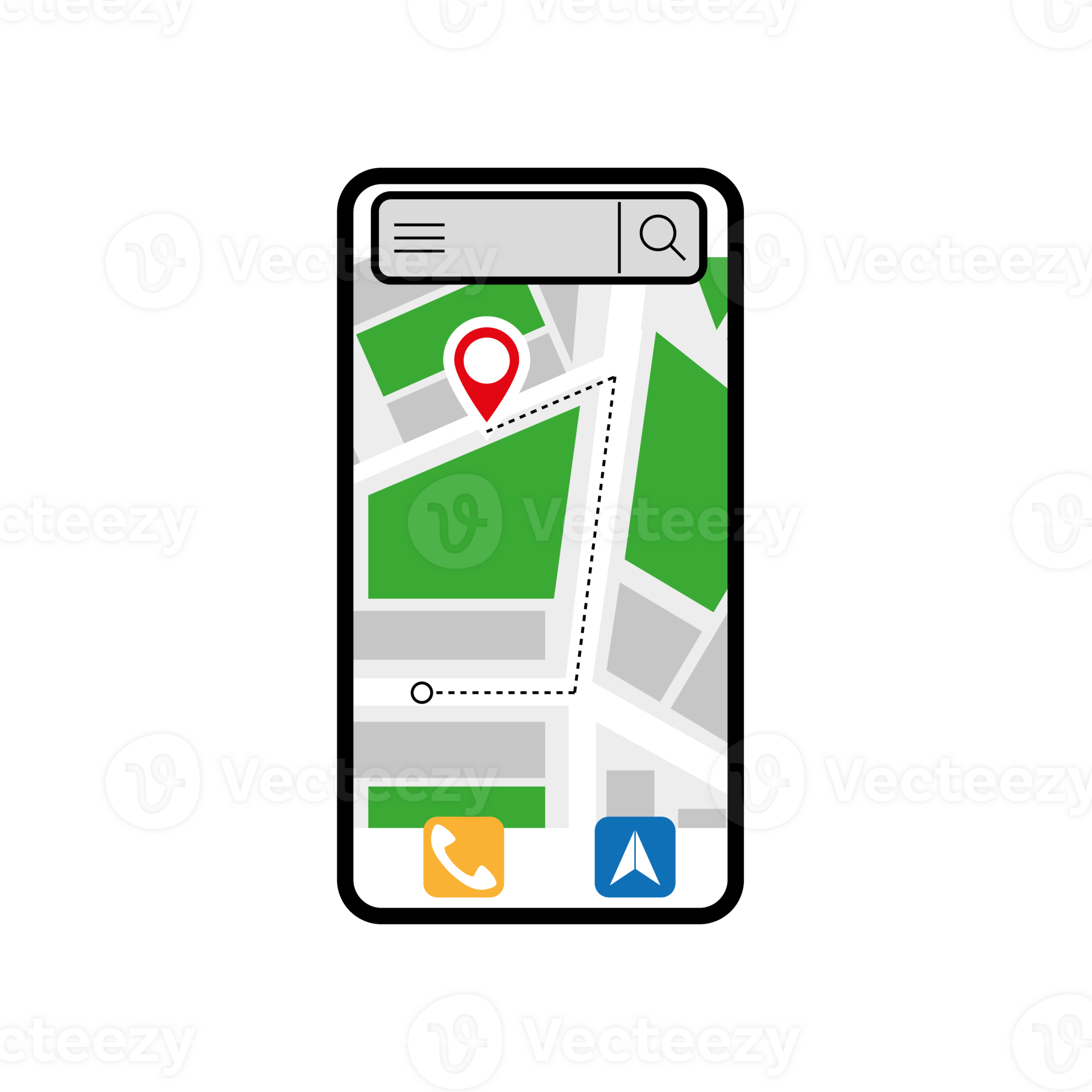 Gps Navigation Map Smartphone Map Application And Red Pinpoint On