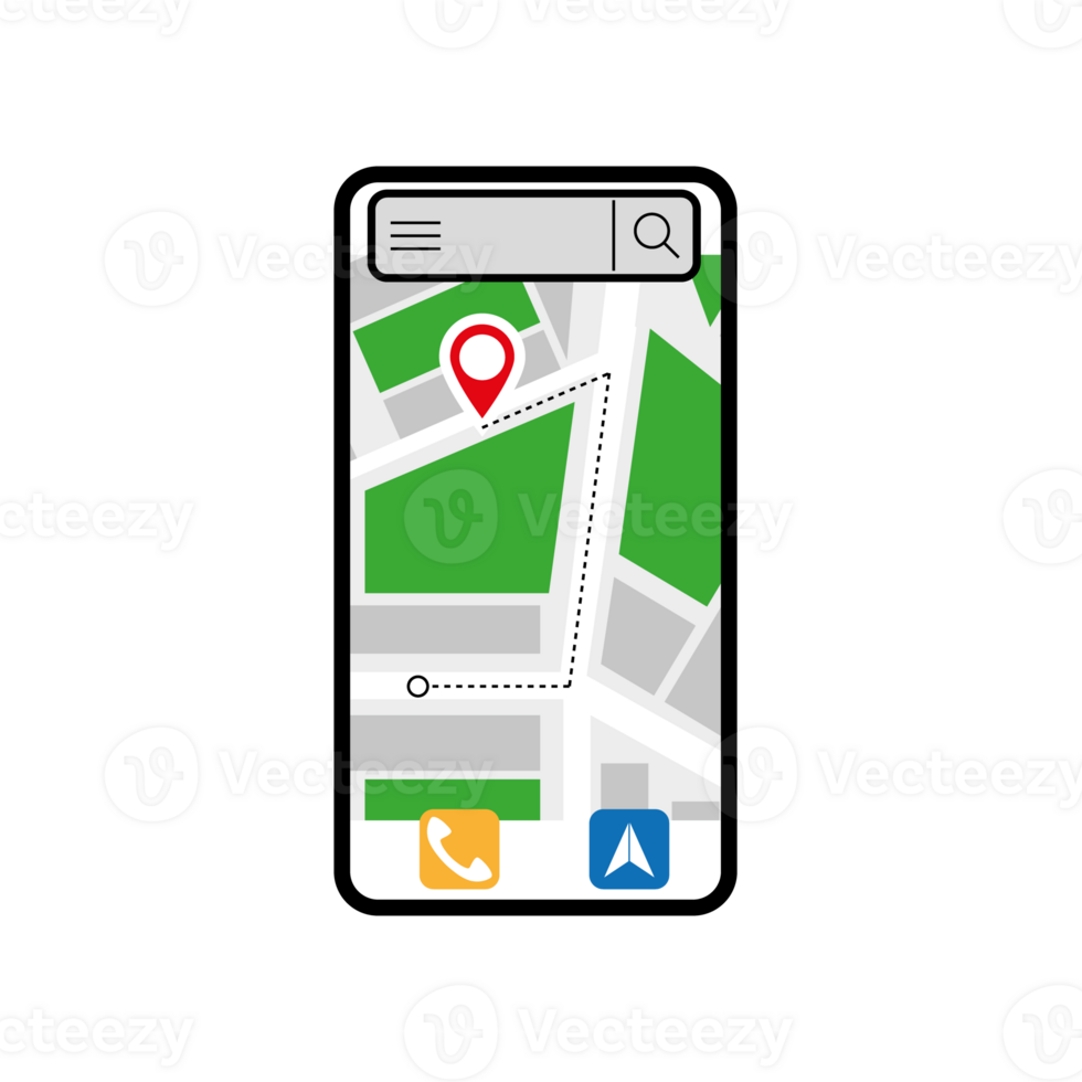 Gps Navigation Map Smartphone Map Application And Red Pinpoint On