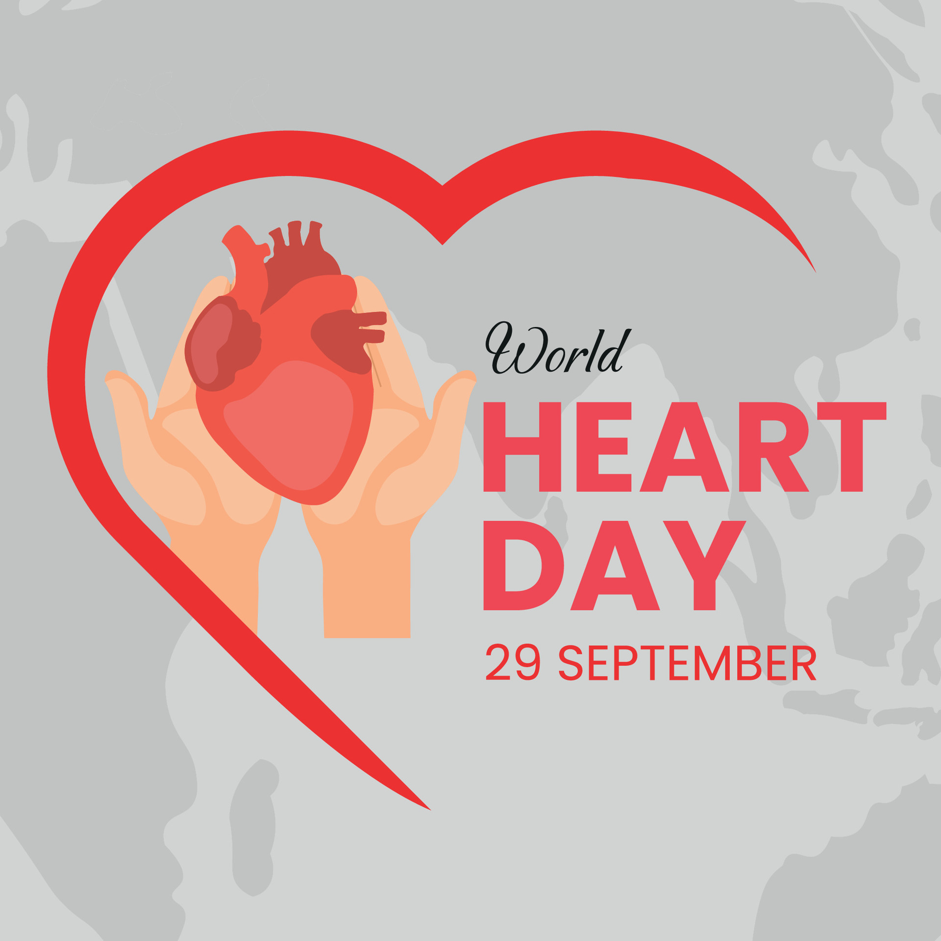 World Heart Day Poster Web Banner With Heart Vector Illustration