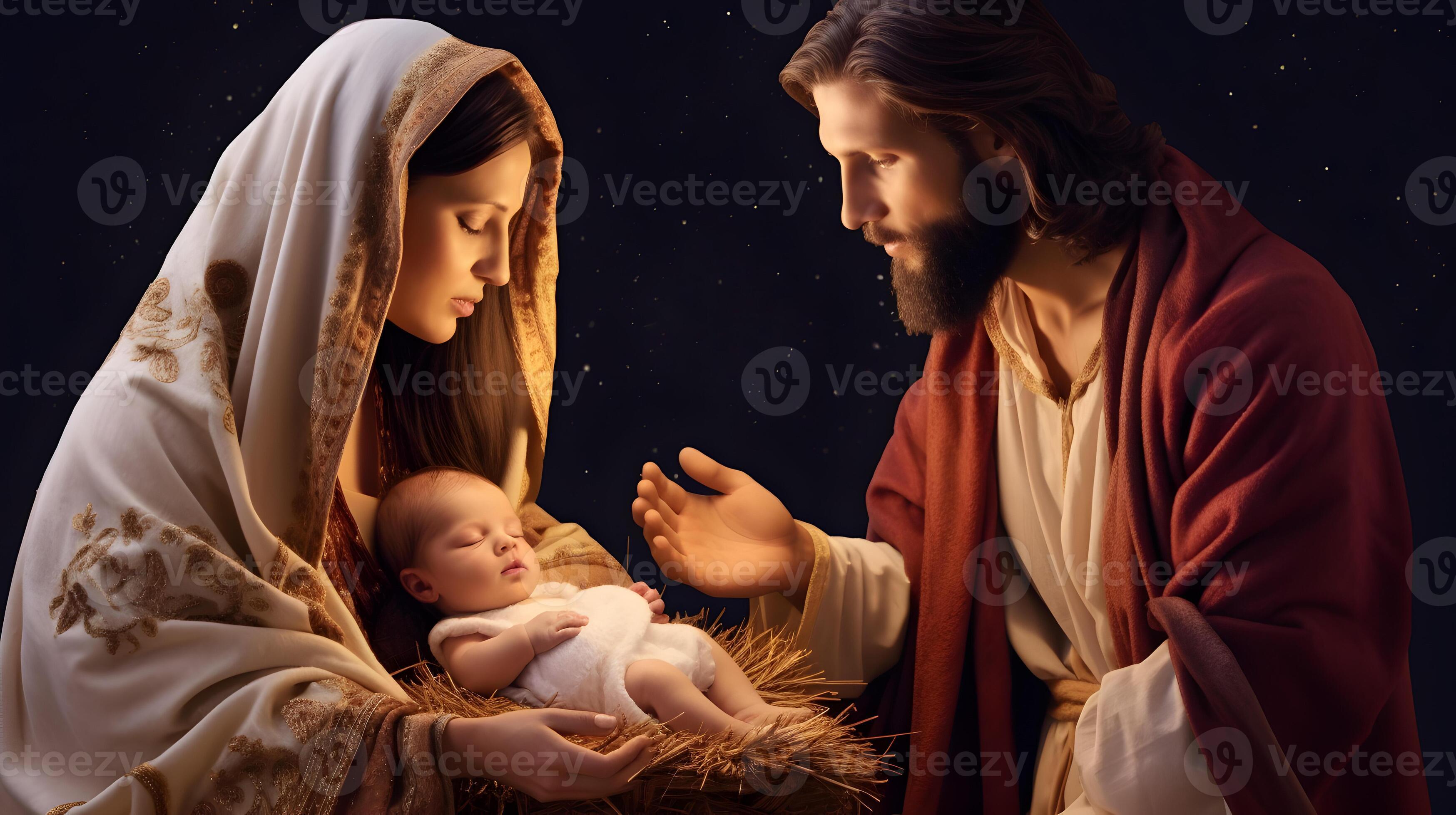 Mary, Joseph and the baby Jesus, Son of God, Christmas story, Christmas ...