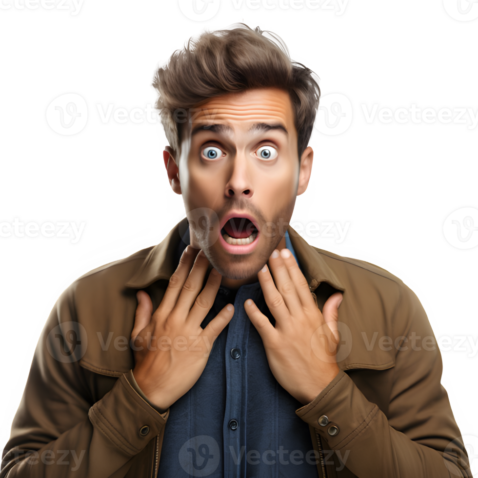 Half body portrait of a man with shocked expression isolated on ... Half body portrait of a man with shocked expression isolated on ...