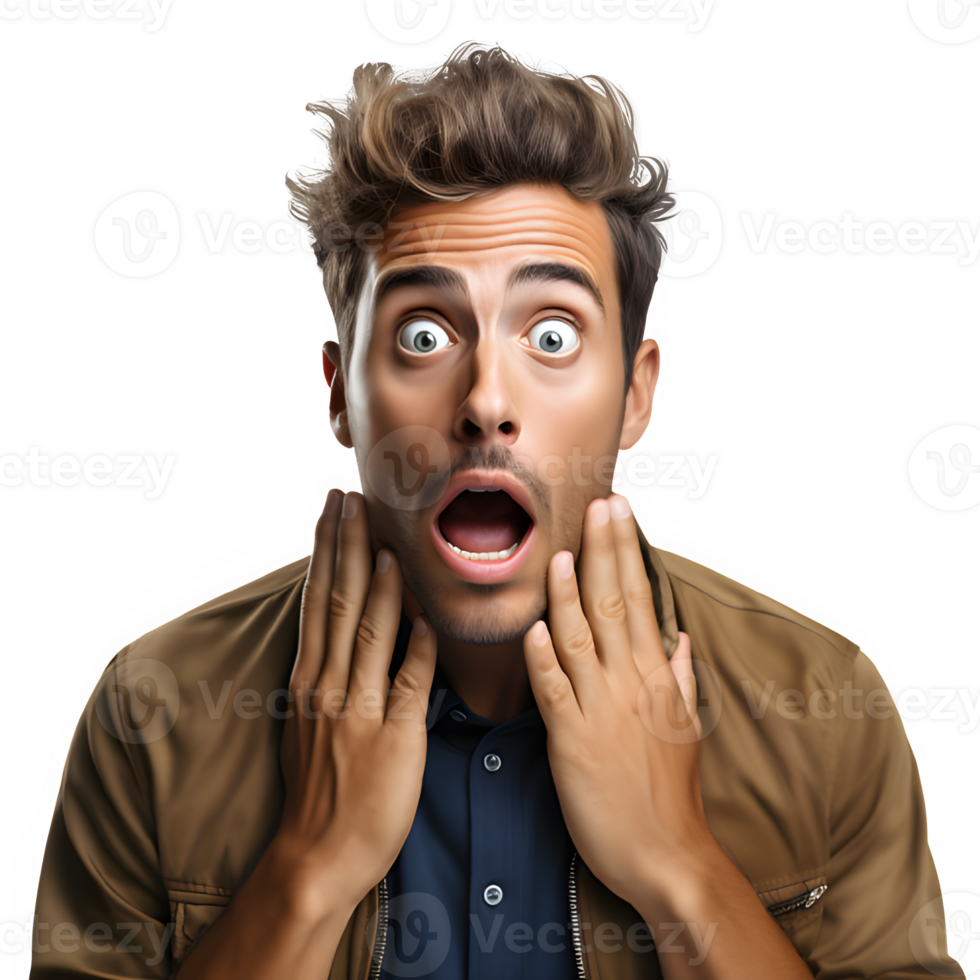 Half body portrait of a man with shocked expression isolated on ... Half body portrait of a man with shocked expression isolated on ...