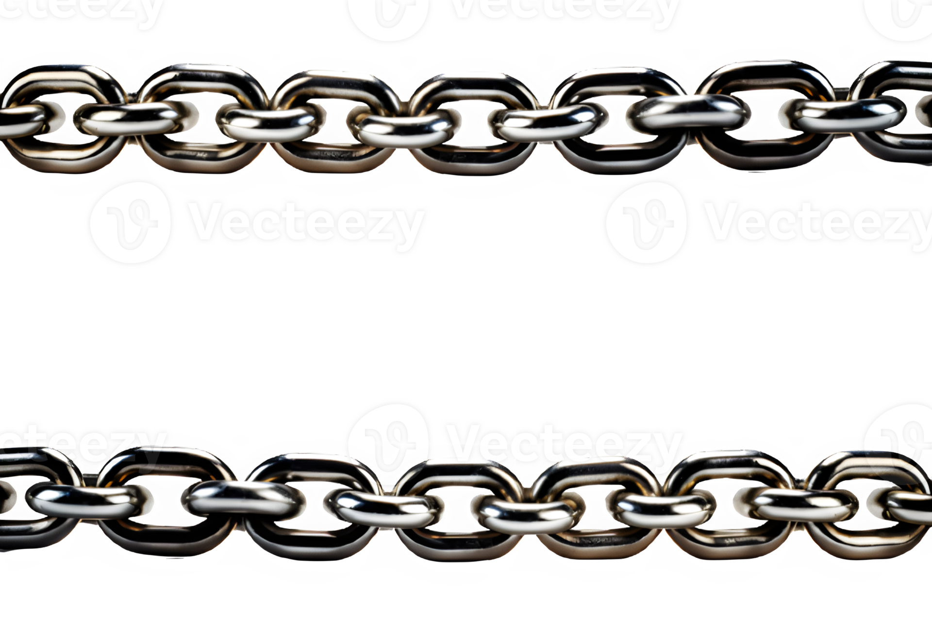 horizontal straight chain isolated on transparent background ,metallic silver chain cut out ...
