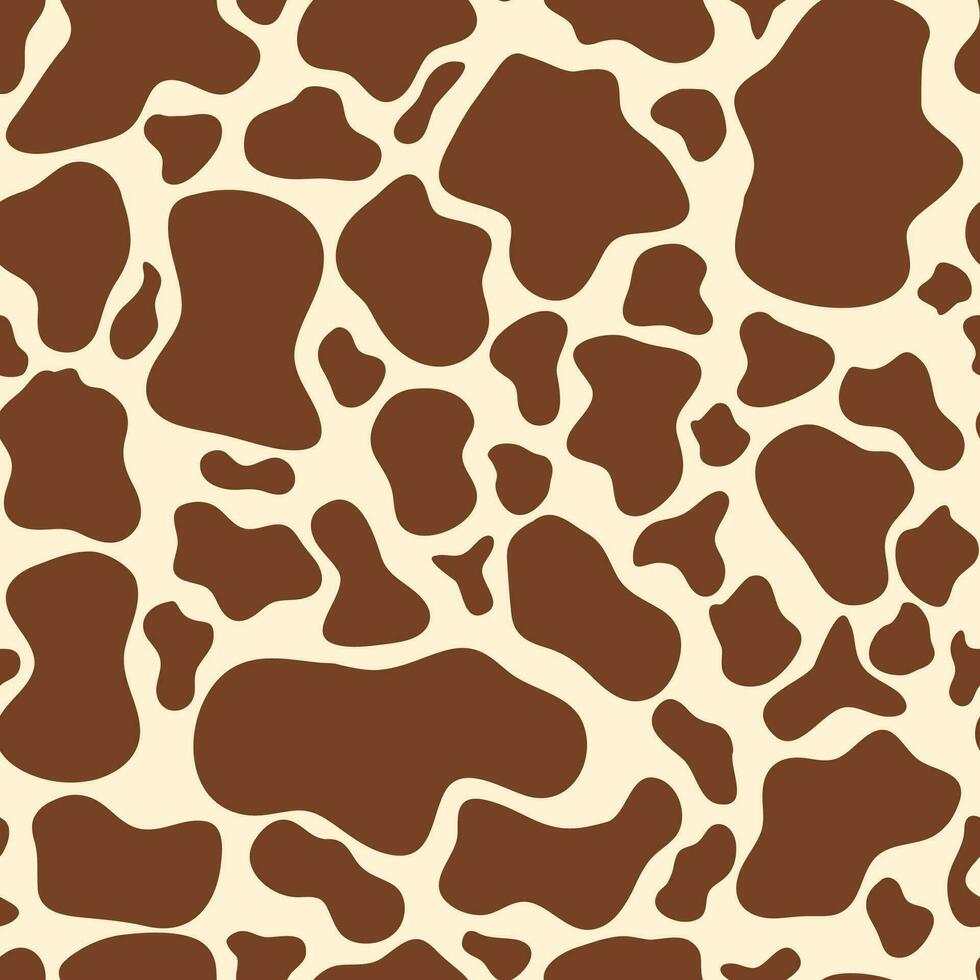 Seamless brown cow spots pattern on the beige background. Abstract ...