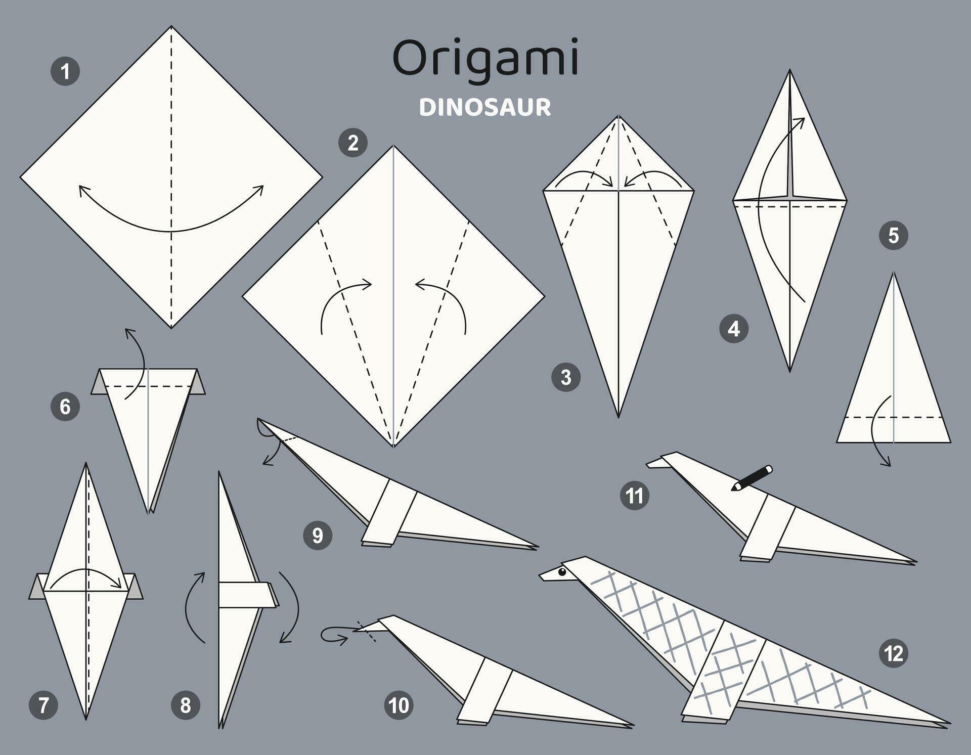 Dinosaur Origami Scheme Tutorial Moving Model Origami For Kids Step dinosaur-origami-scheme-tutorial-moving-model-origami-for-kids-step