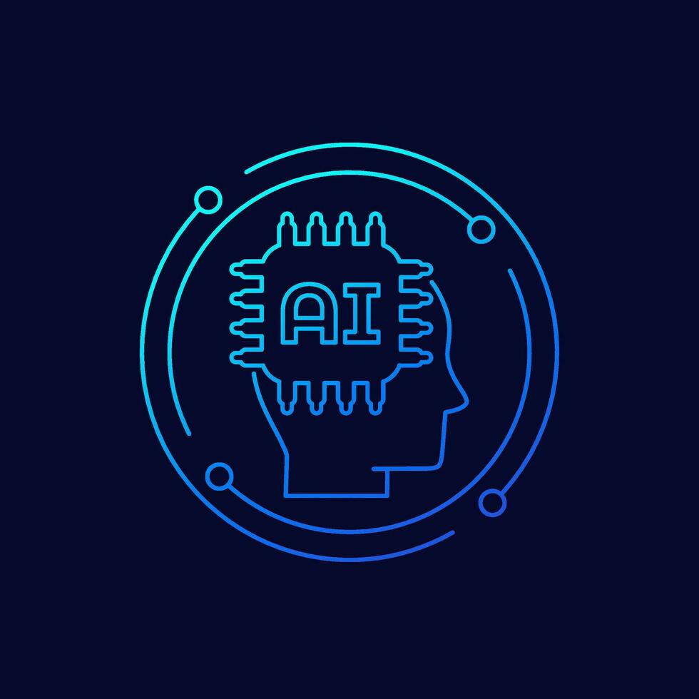 AI technology icon, Artificial Intelligence linear design 27933627 ...