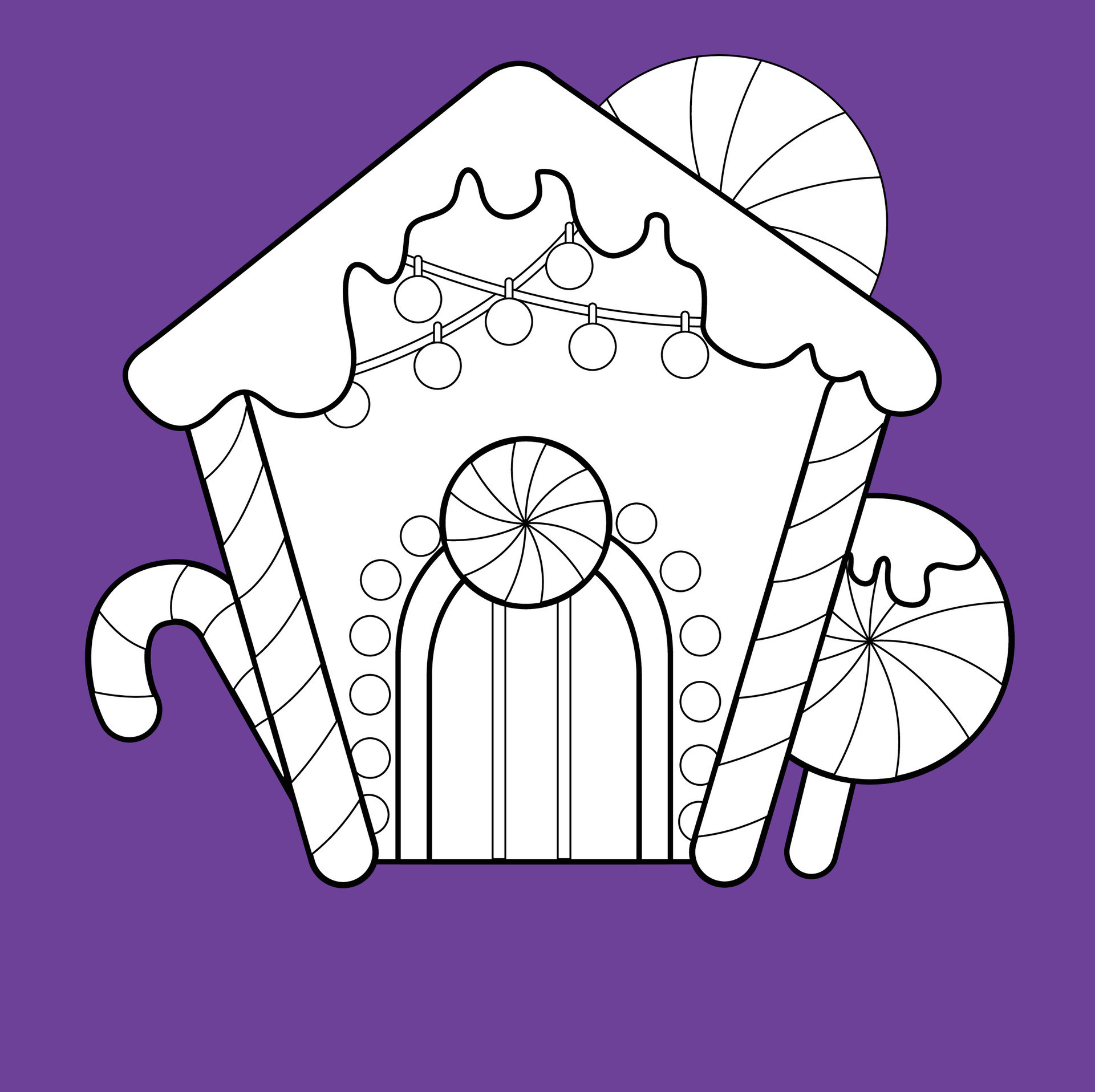 Cute Christmas Gingerbread House Cake Building Cartoon Digital Stamp ...