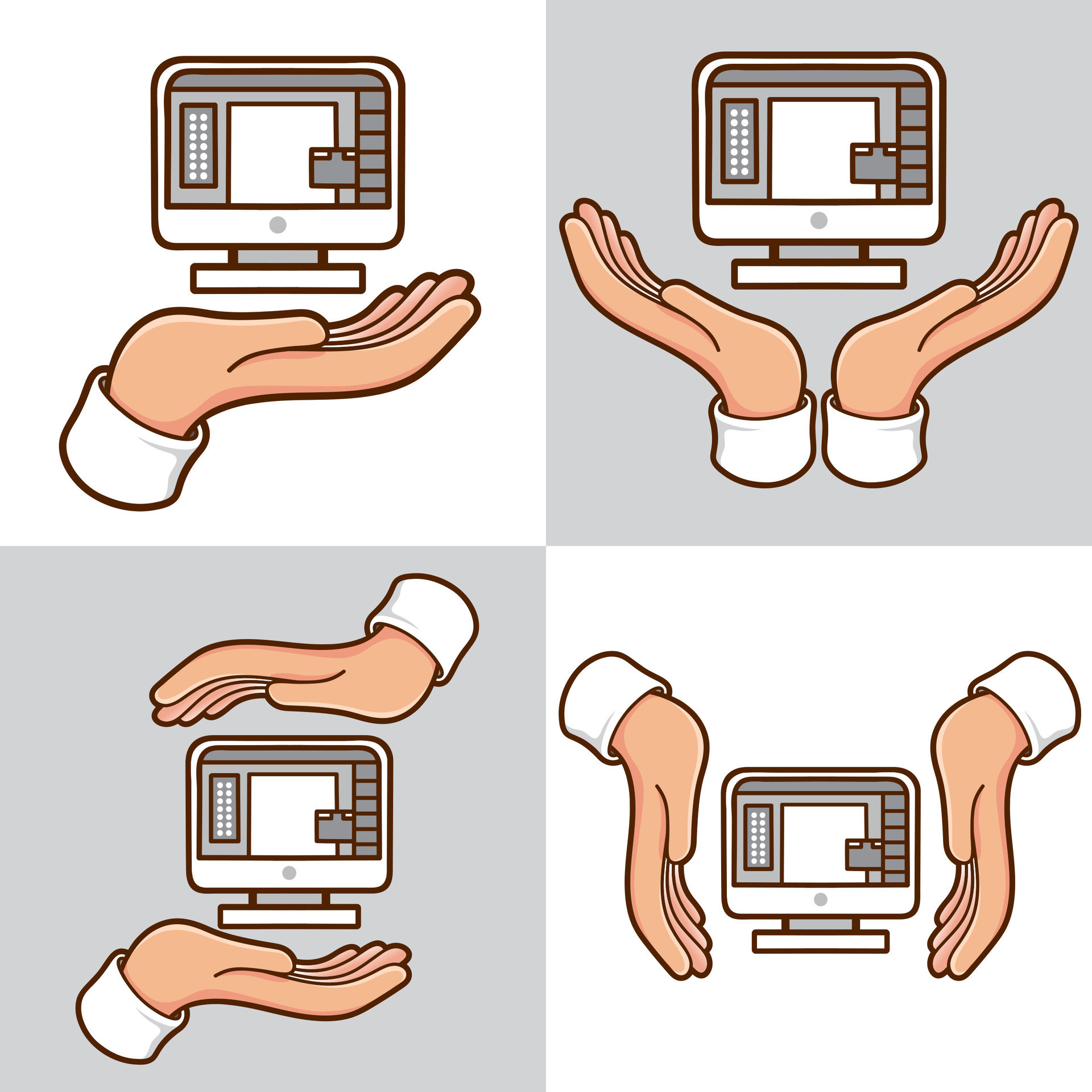 hands with computer creative concept element set 27936961 Vector Art at ...