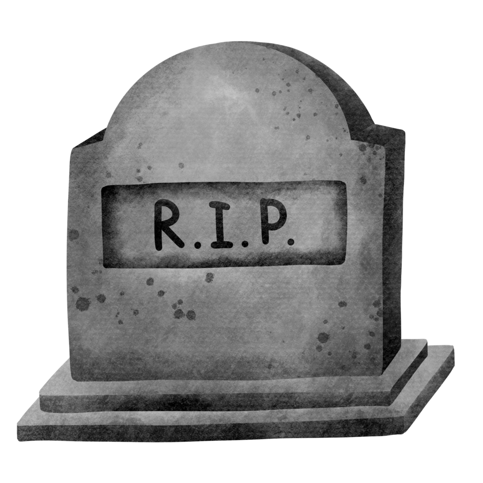 Isolated spooky grave tombstone RIP watercolor style in transparent ... Isolated spooky grave tombstone RIP watercolor style in transparent ...
