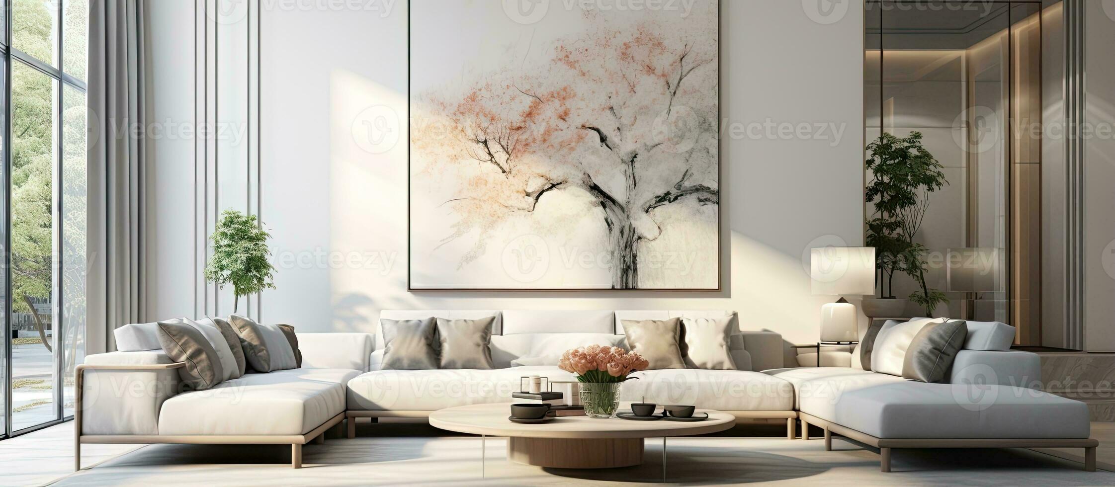 White minimalist room with sofa in Scandinavian interior design ...