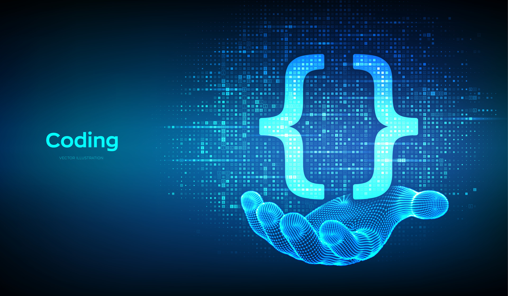 Programación Código Codificación O Hacker Signo Programación Código Icono Hecho Con Binario