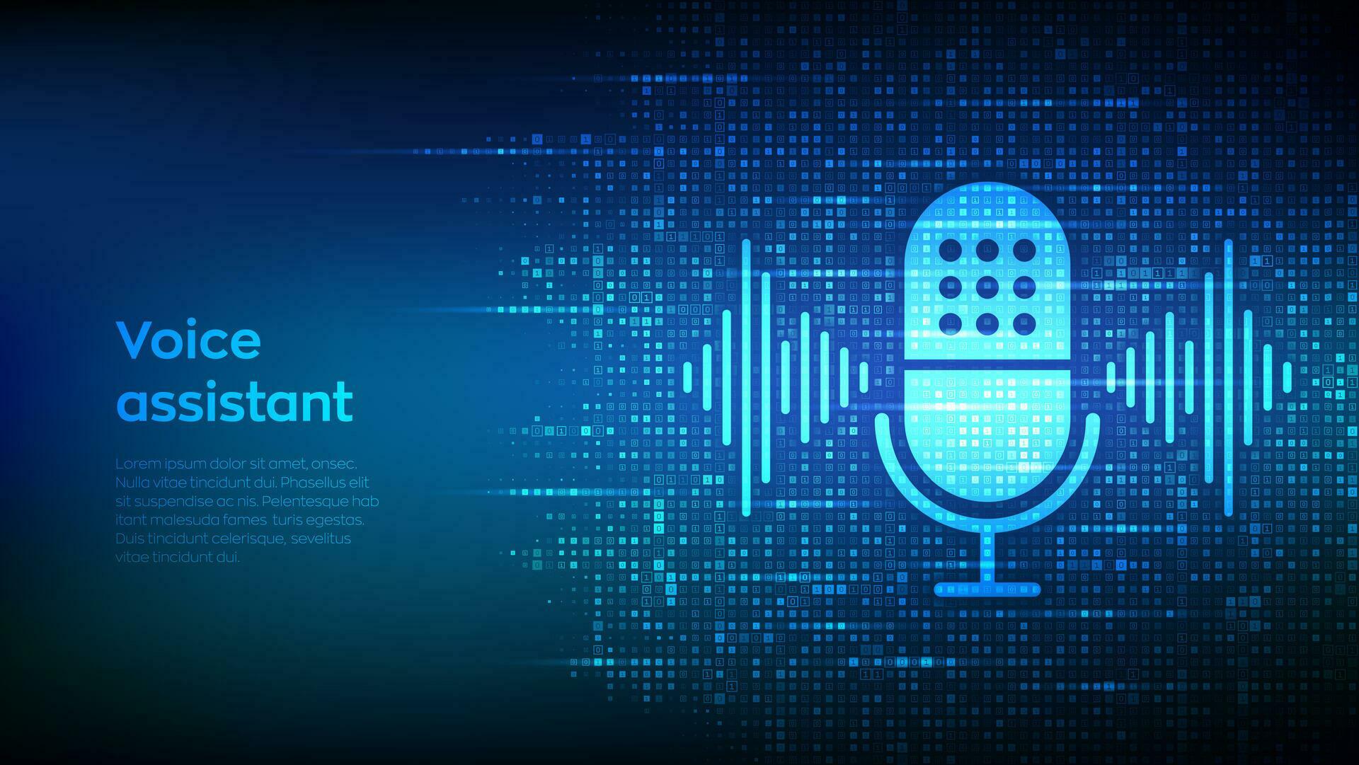 Voice assistant icon made with binary code. Personal assistant, voice ...