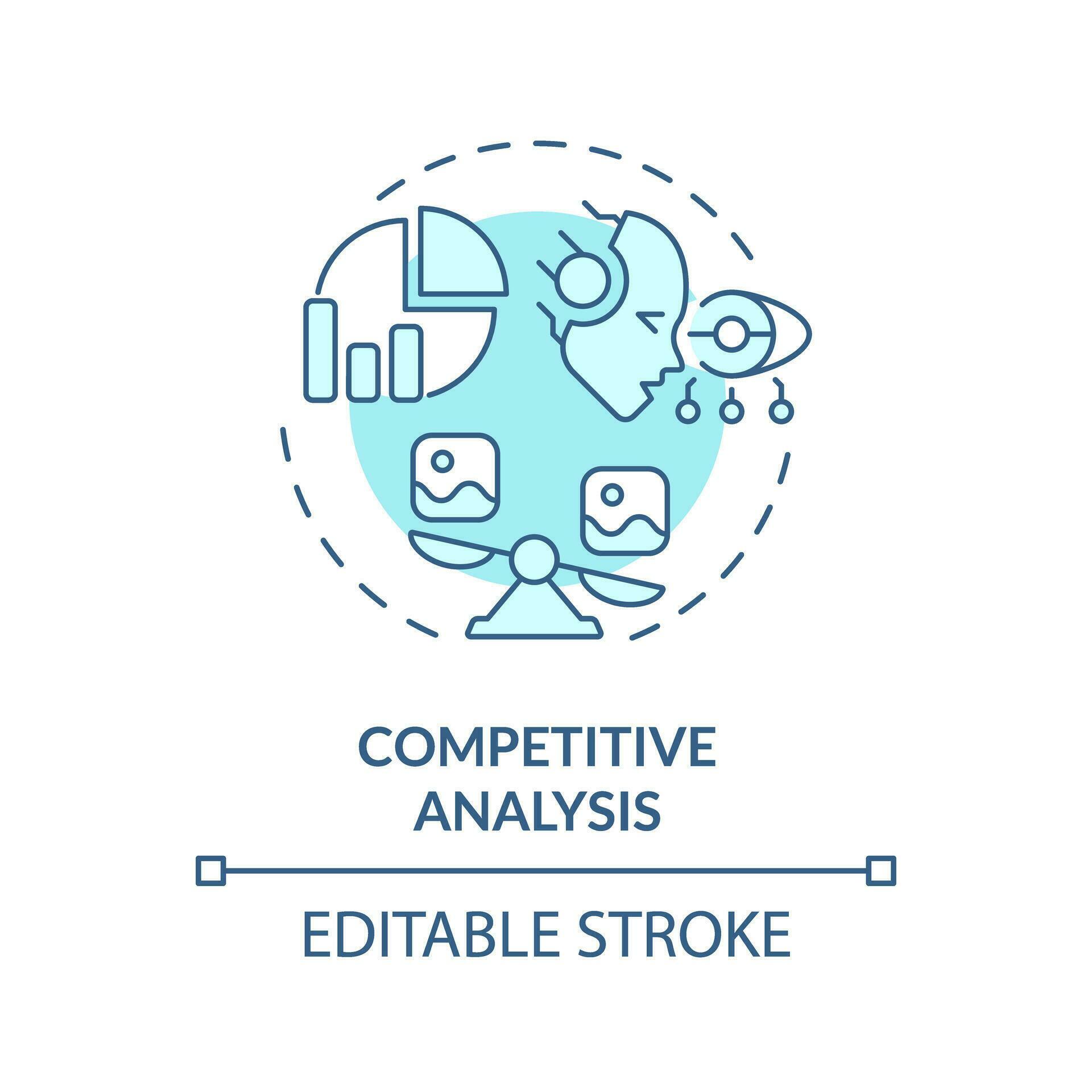 Editable competitive analysis icon concept, isolated vector, AI for SEO ...