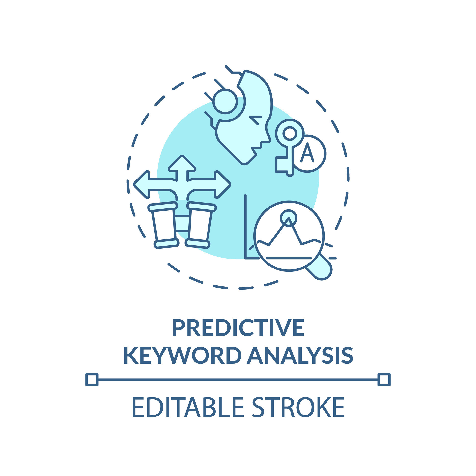 Editable Predictive Keyword Analysis Icon Concept Isolated Vector Ai