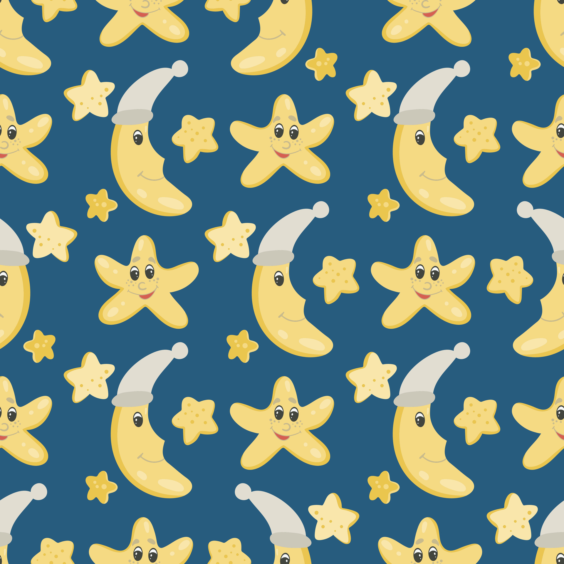 Month and stars seamless pattern 27948539 Vector Art at Vecteezy
