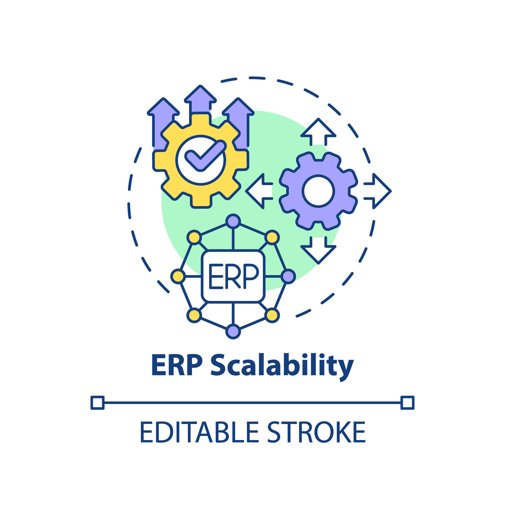 Editable Erp Scalability Icon Concept Isolated Vector Enterprise Resource Planning Thin Line