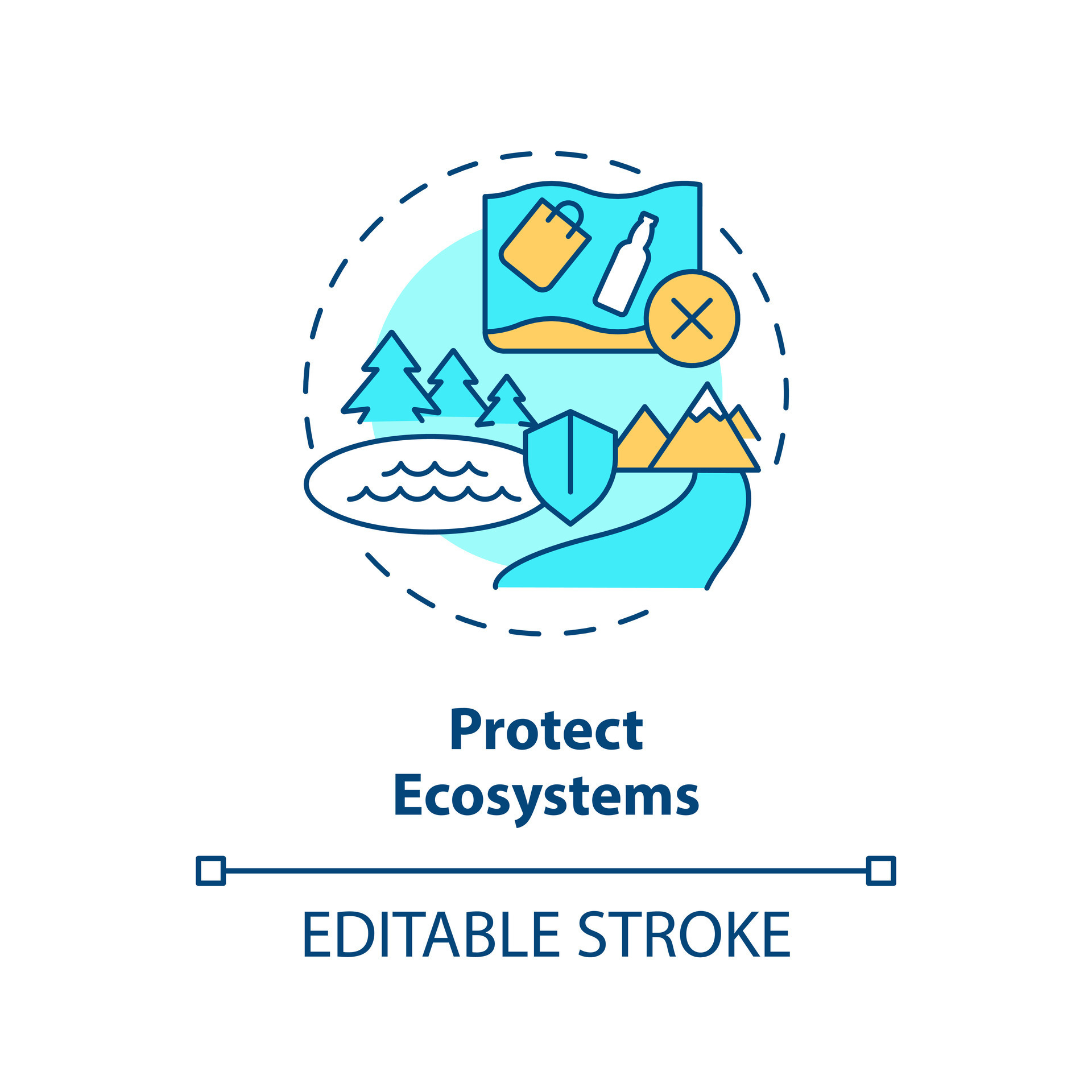 Protect ecosystems concept icon. Restore natural areas. Clean water and sanitation abstract idea ...