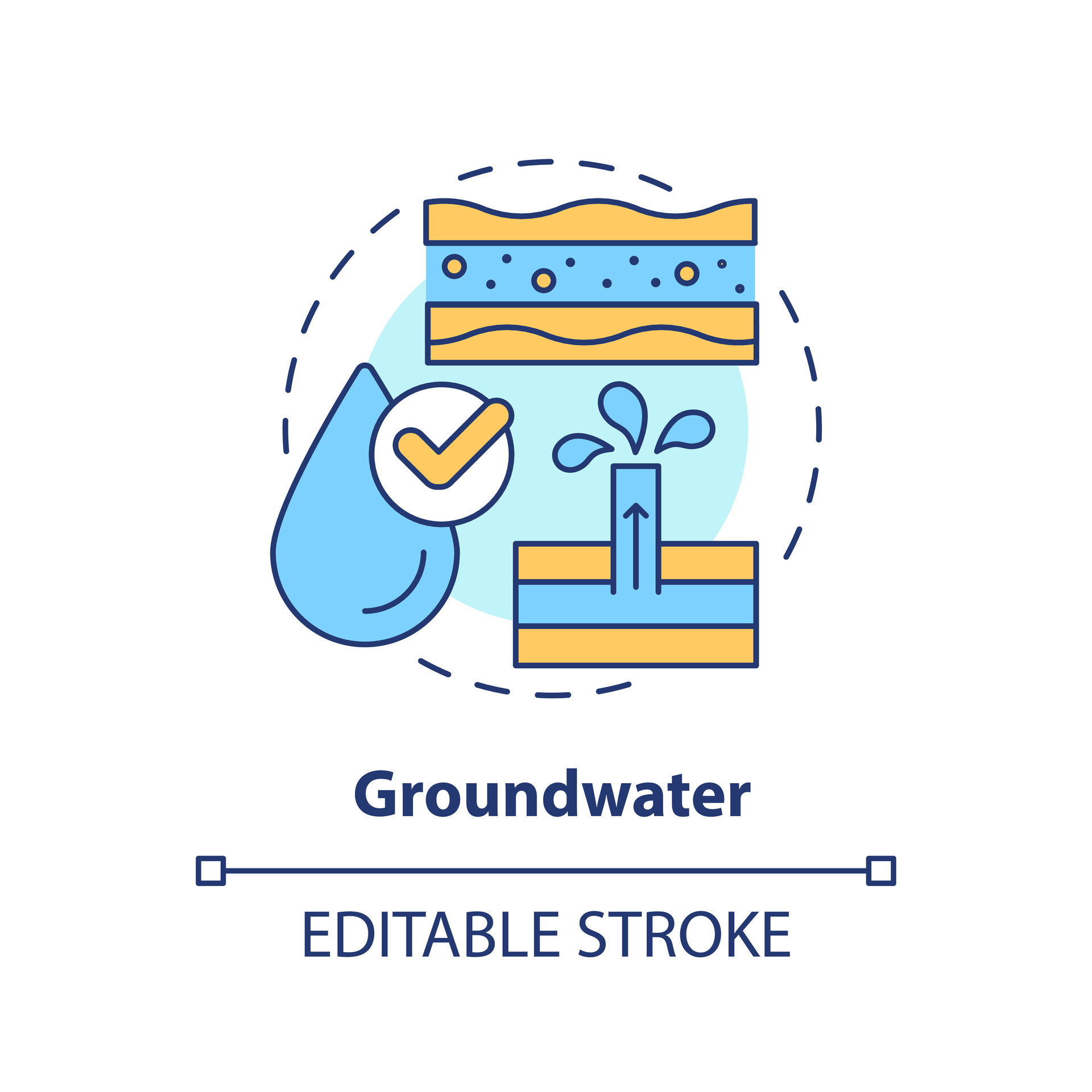 Groundwater Concept Icon Underground Liquid Fresh Water Supply Source Abstract Idea Thin Line