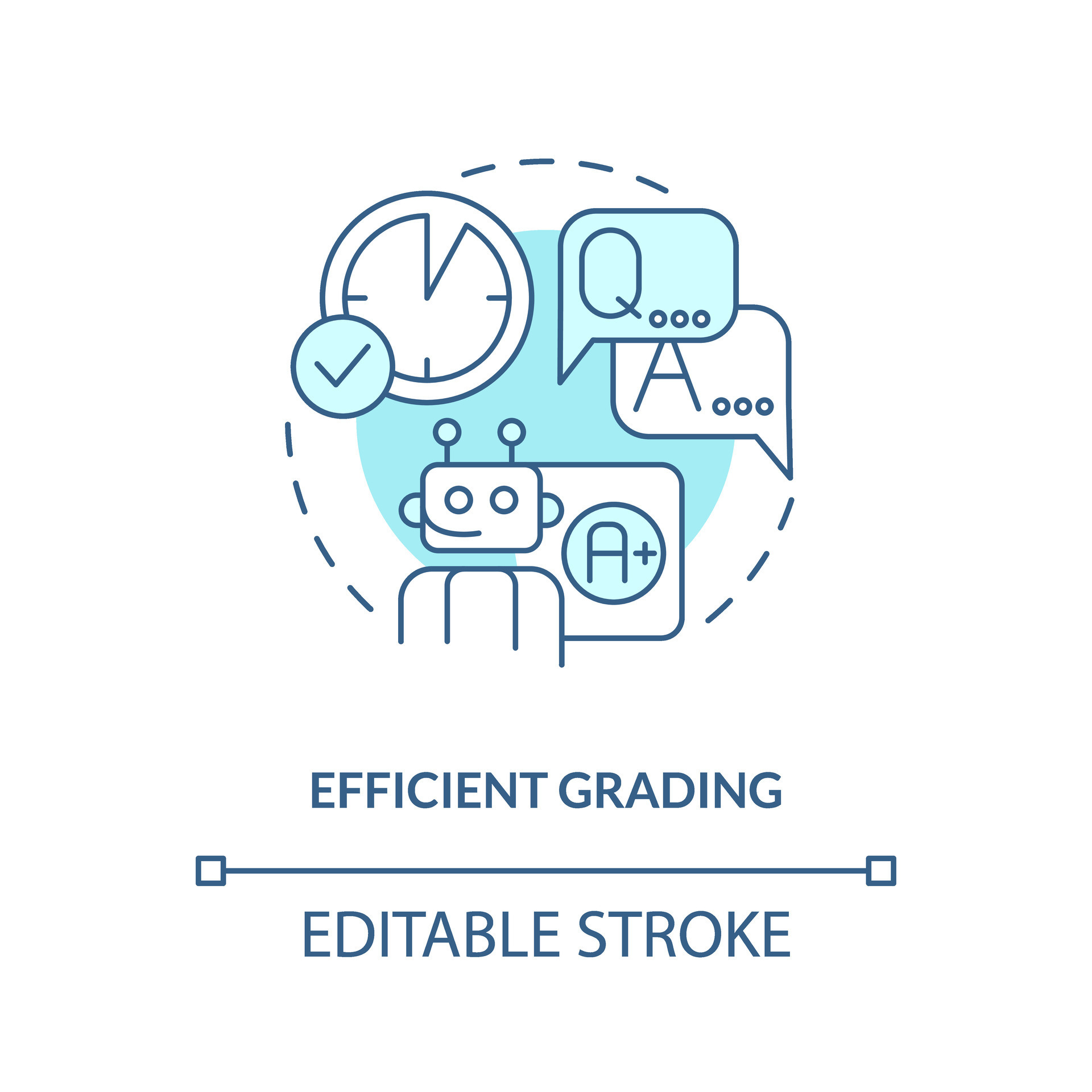 2d Thin Line Blue Icon Representing Efficient Grading In Ai Education