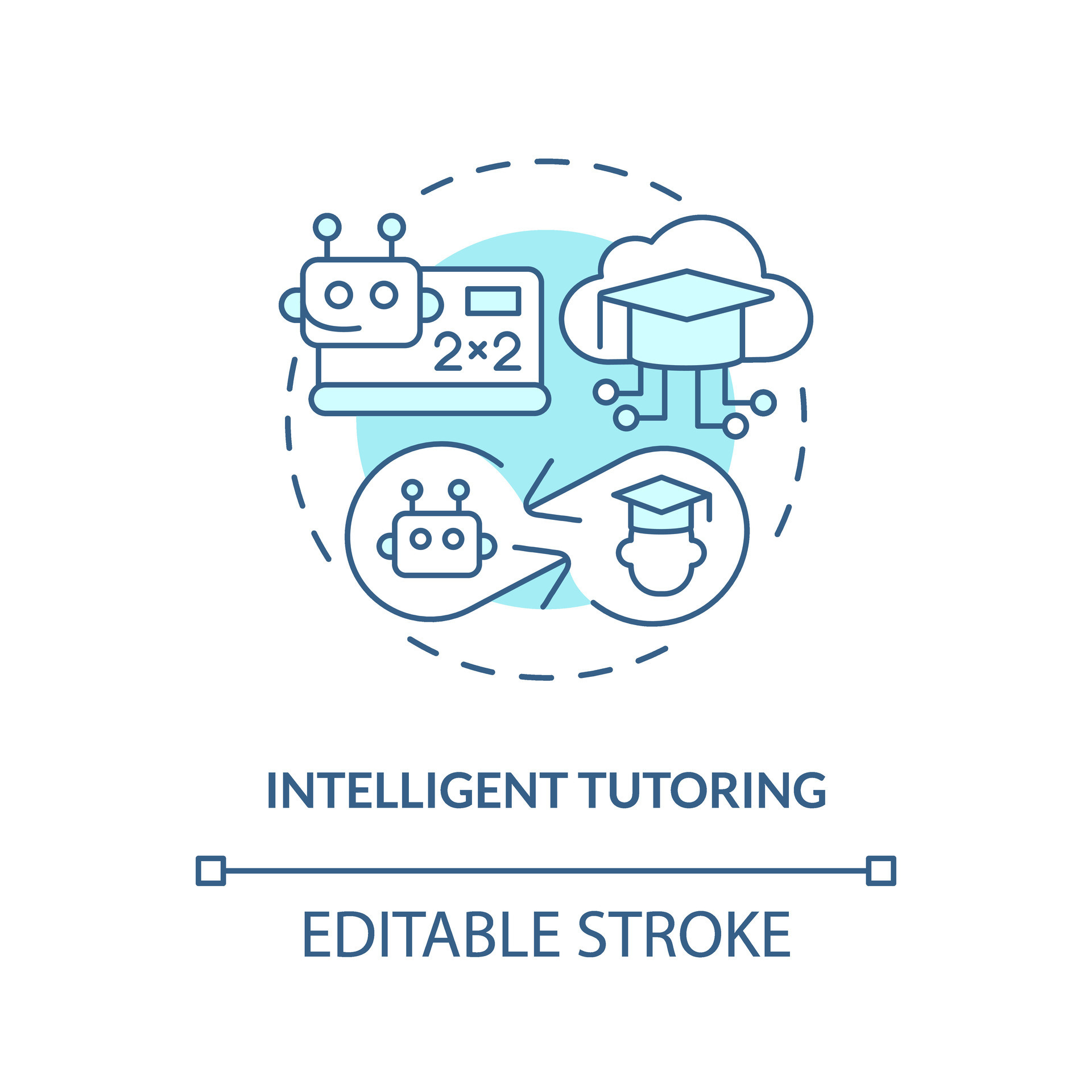 2D thin line blue icon representing intelligent tutoring in AI ... 2D thin line blue icon representing intelligent tutoring in AI ...