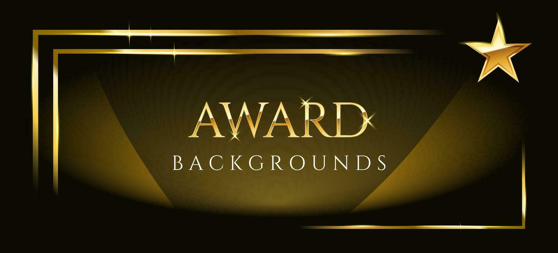 Award ceremony luxurious vector background with golden frame, sparkles and stars. Holiday ...