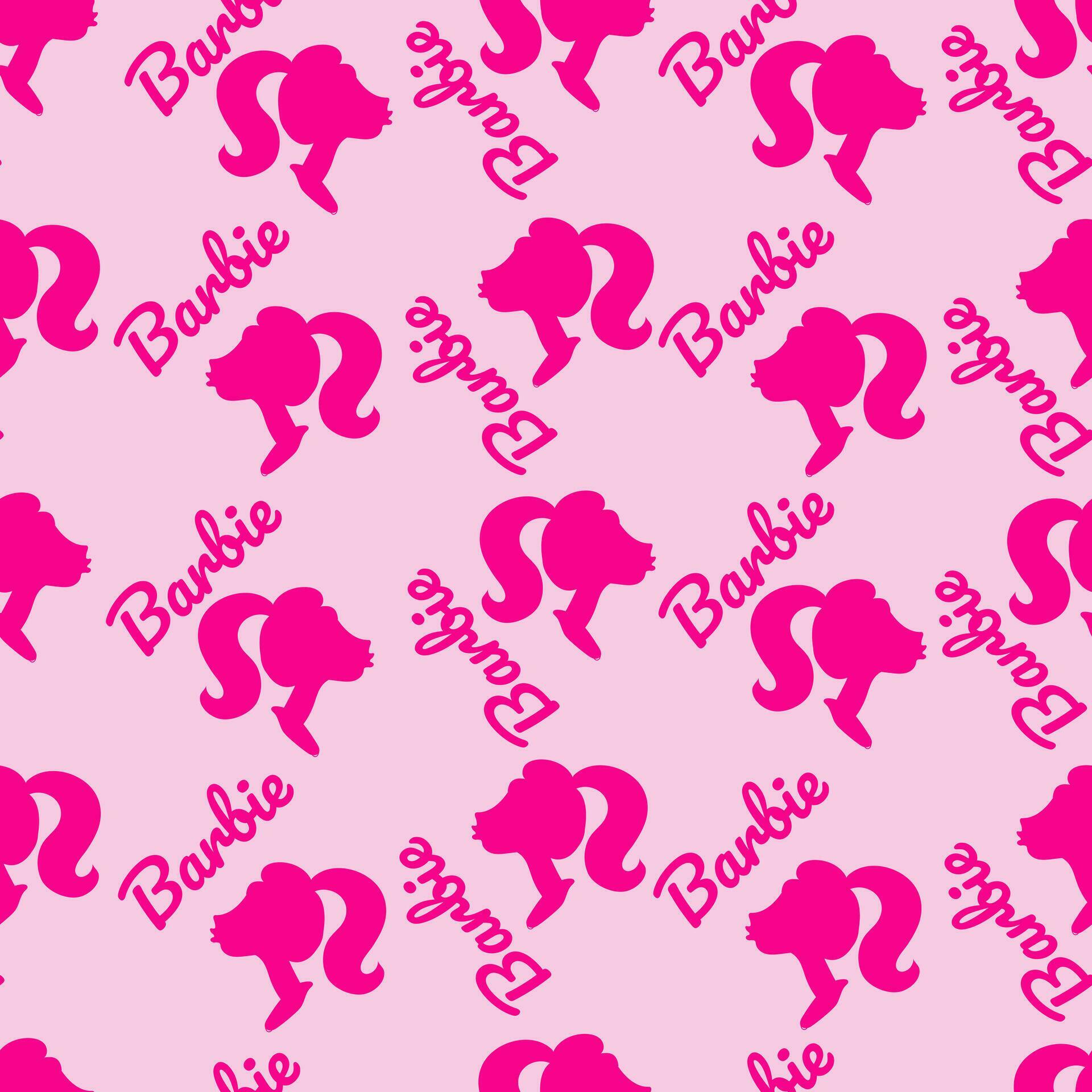 Seamless Pattern With Barbie Hand Drawn Calligraphy Text Barbie Profile Pink Barbie Text In