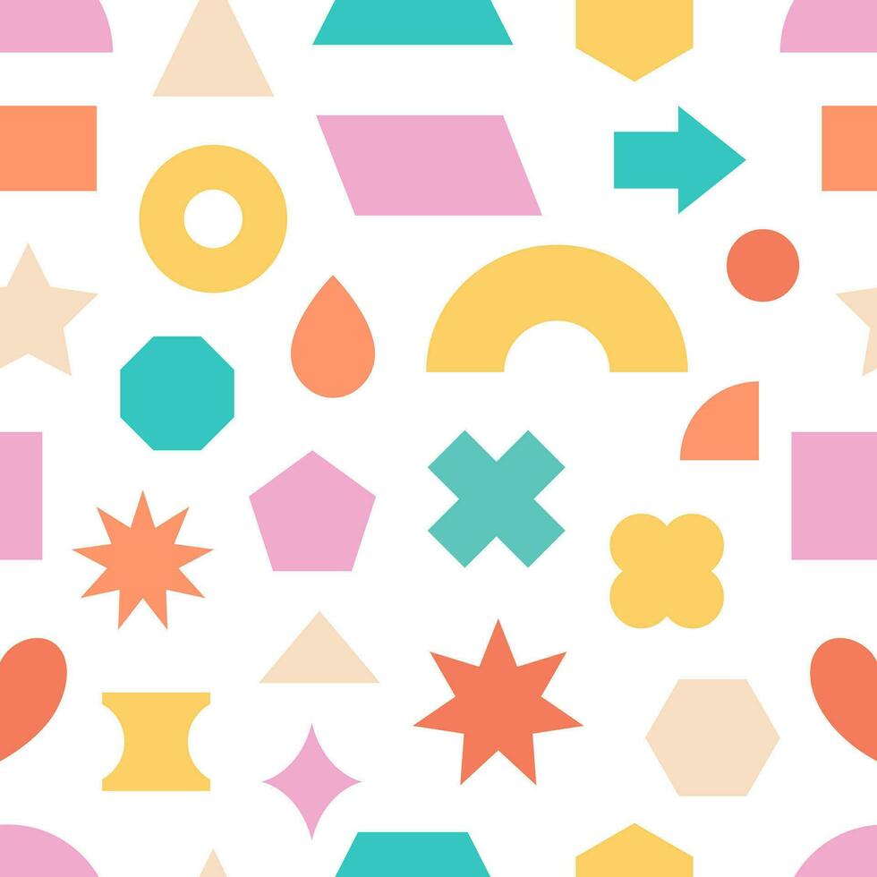 Seamless pattern with simple geometric shapes. Basic abstract geometry ...