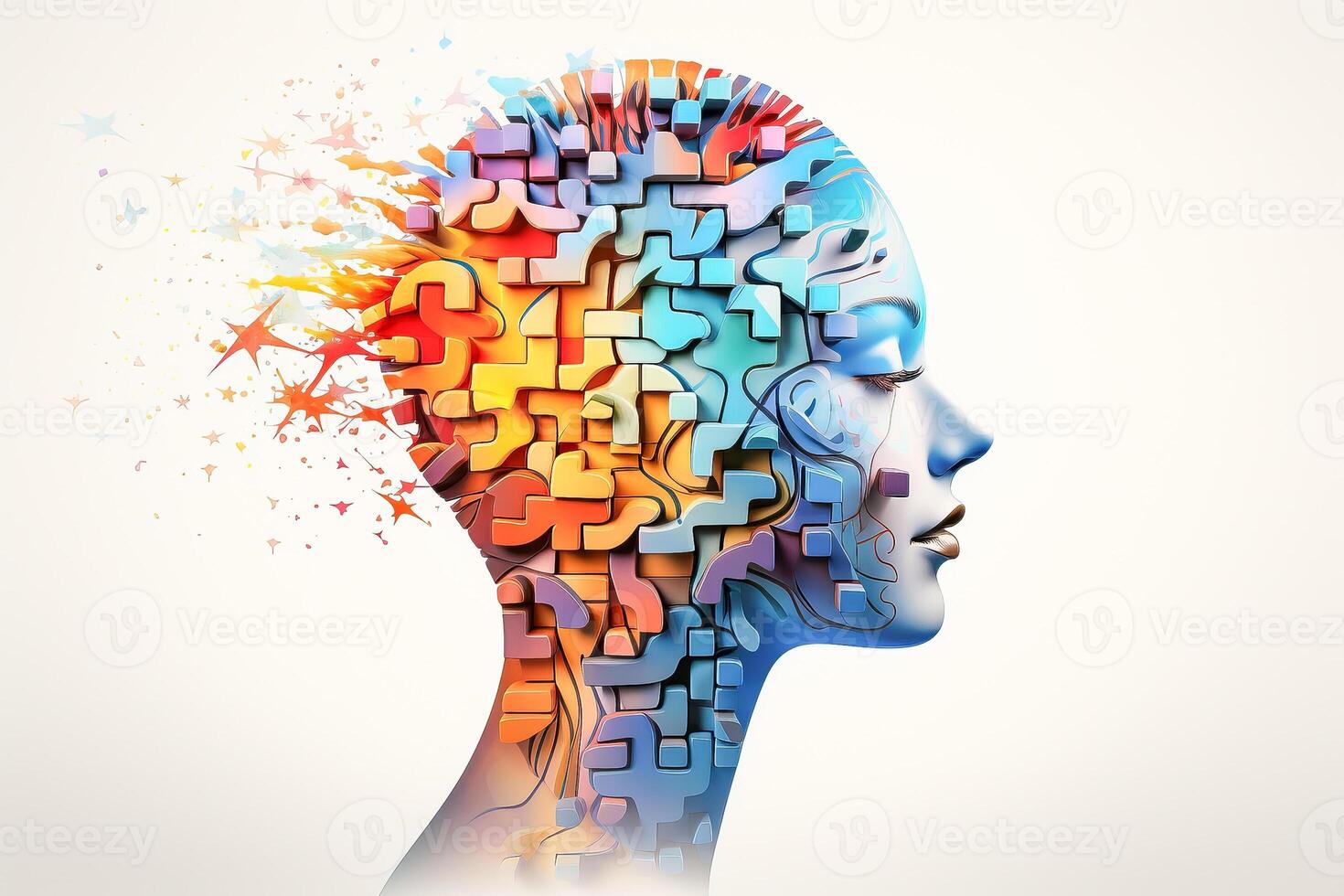 Human head profile and jigsaw puzzle representing concepts in cognitive ... Human head profile and jigsaw puzzle representing concepts in cognitive ...
