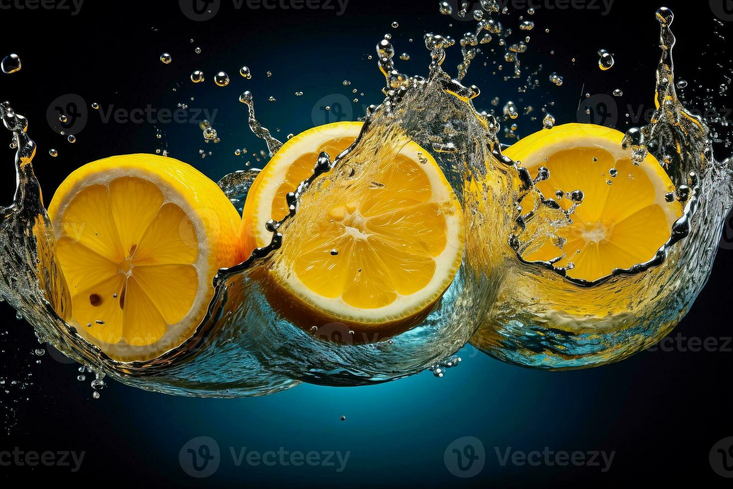 Lemon slices sinking into the depths of water 27956294 Stock Photo at Vecteezy