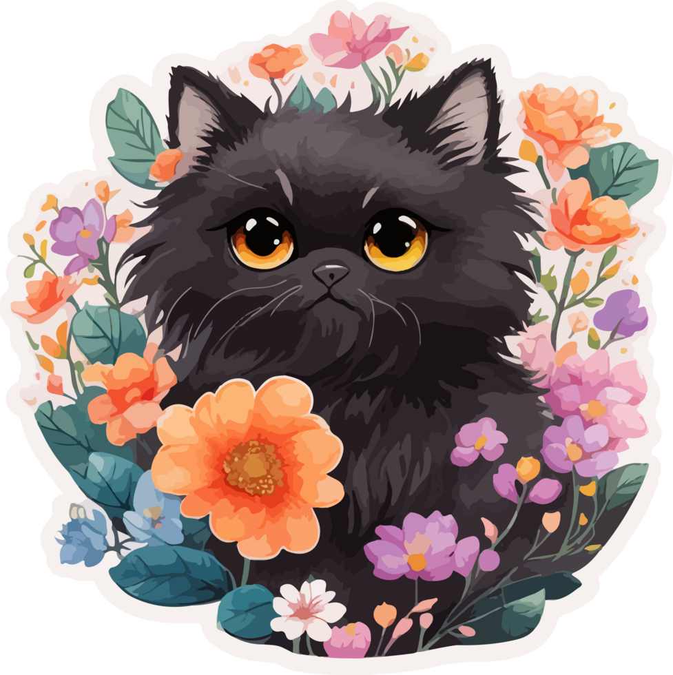 Little Black Cat Cartoon With Ai Generative 27956607 Png